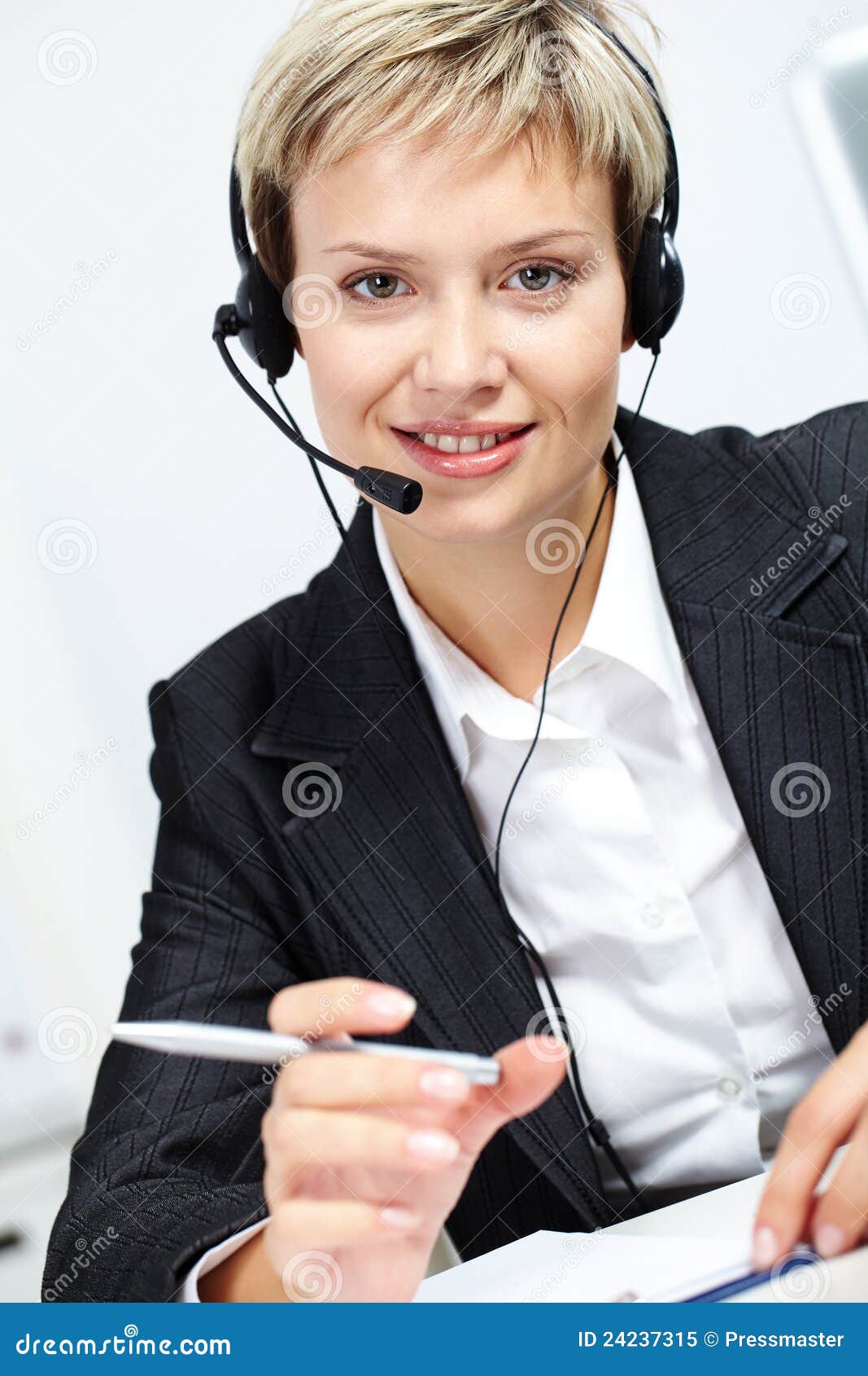 Industrious secretary stock image. Image of female, headphones - 24237315