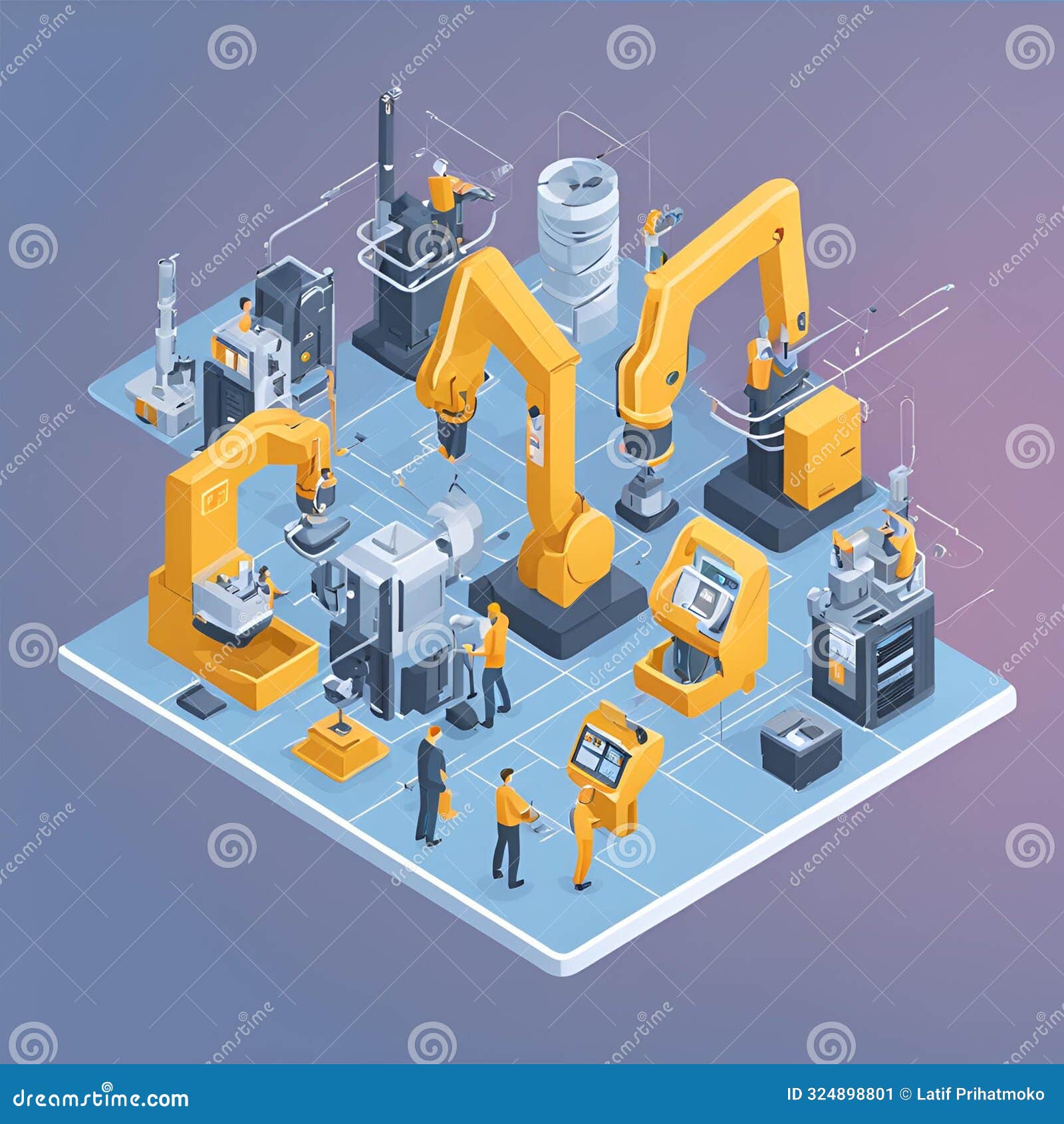 Vector Style Isometric Illustration of AI-integrated Robots and Humans ...
