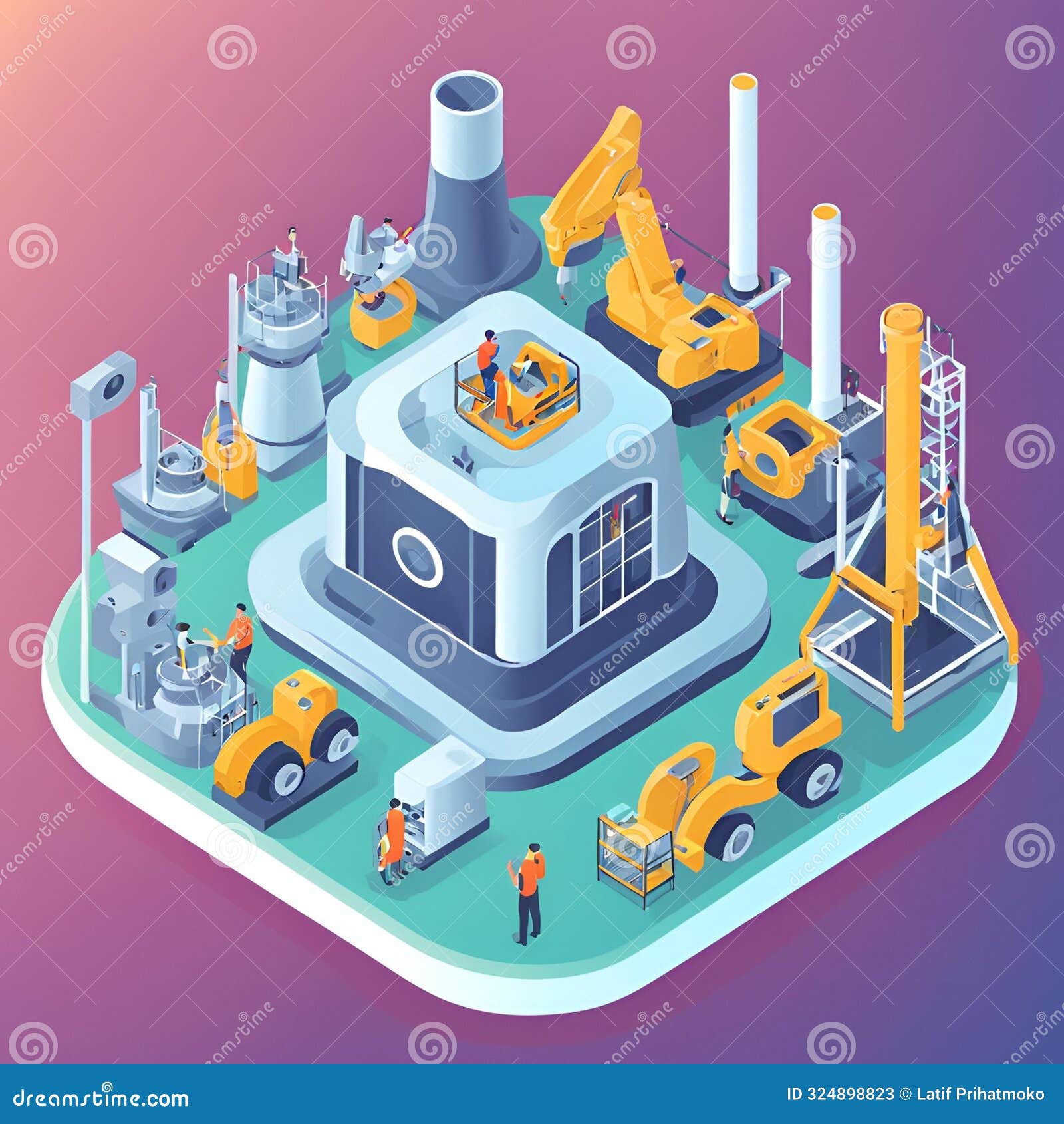 Vector Style Isometric Illustration of AI-integrated Robots and Humans ...