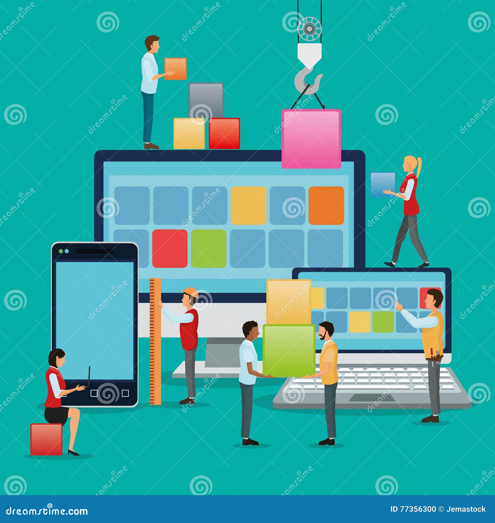 3D People With Blocks With Word Plan Royalty-Free Stock Photo ...