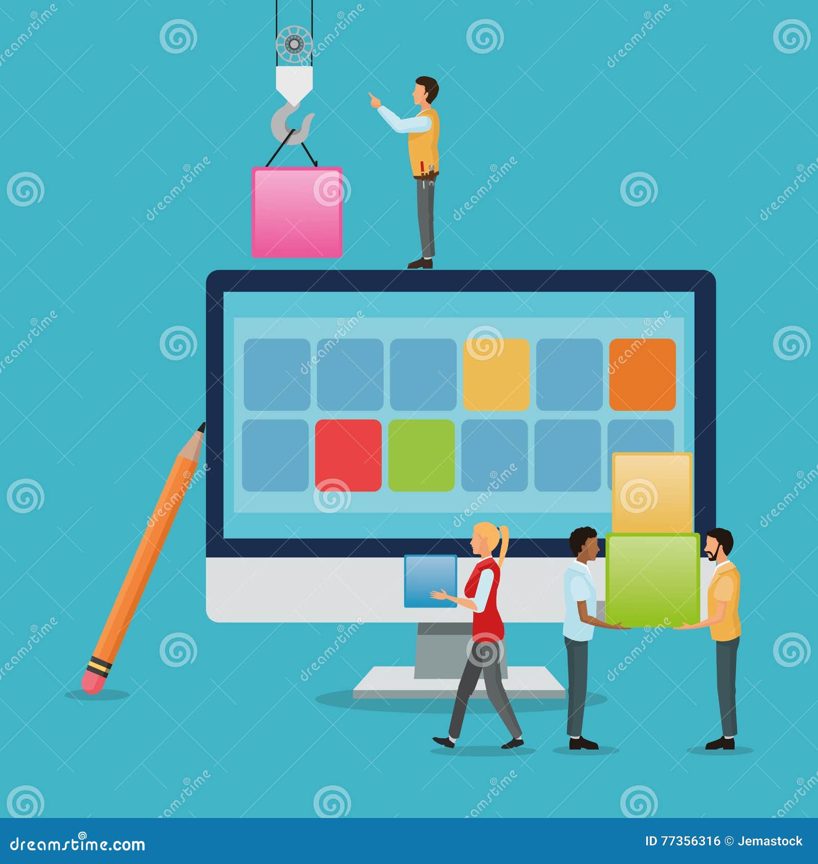 3D People With Blocks With Word Plan Royalty-Free Stock Photo ...