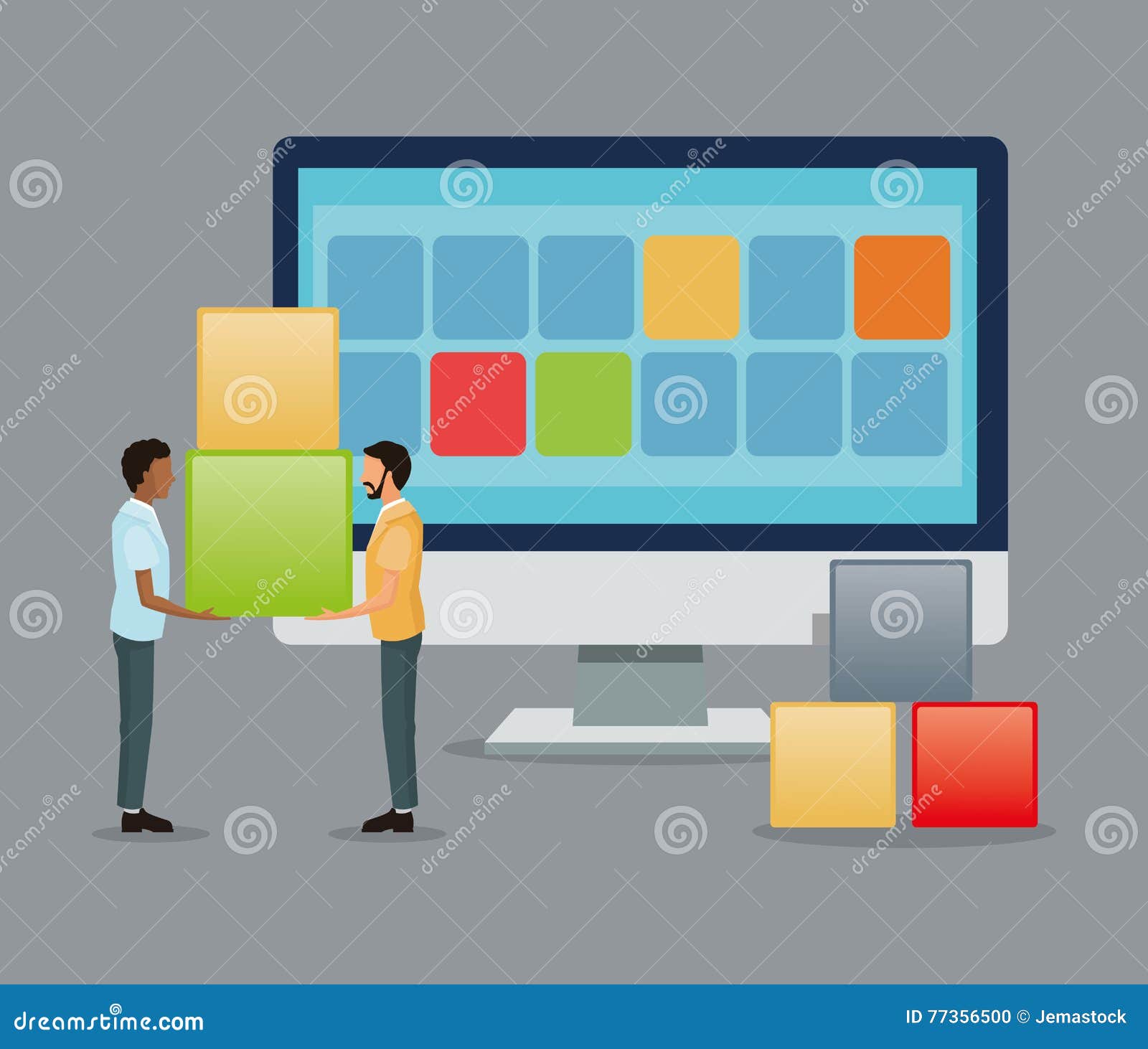 3D People With Blocks With Word Plan Royalty-Free Stock Photo ...