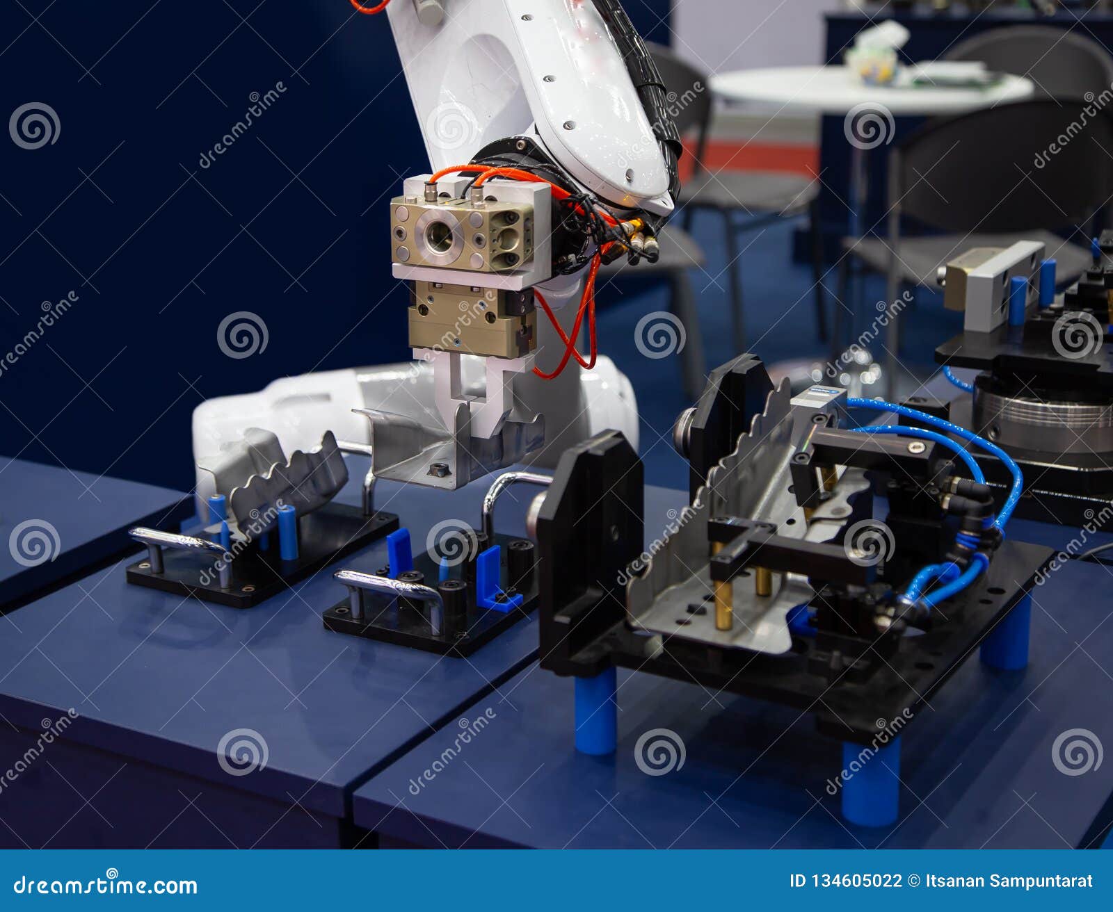 Robot Arm Loading / Unloading Object Stock Photo - Image of equipment ...