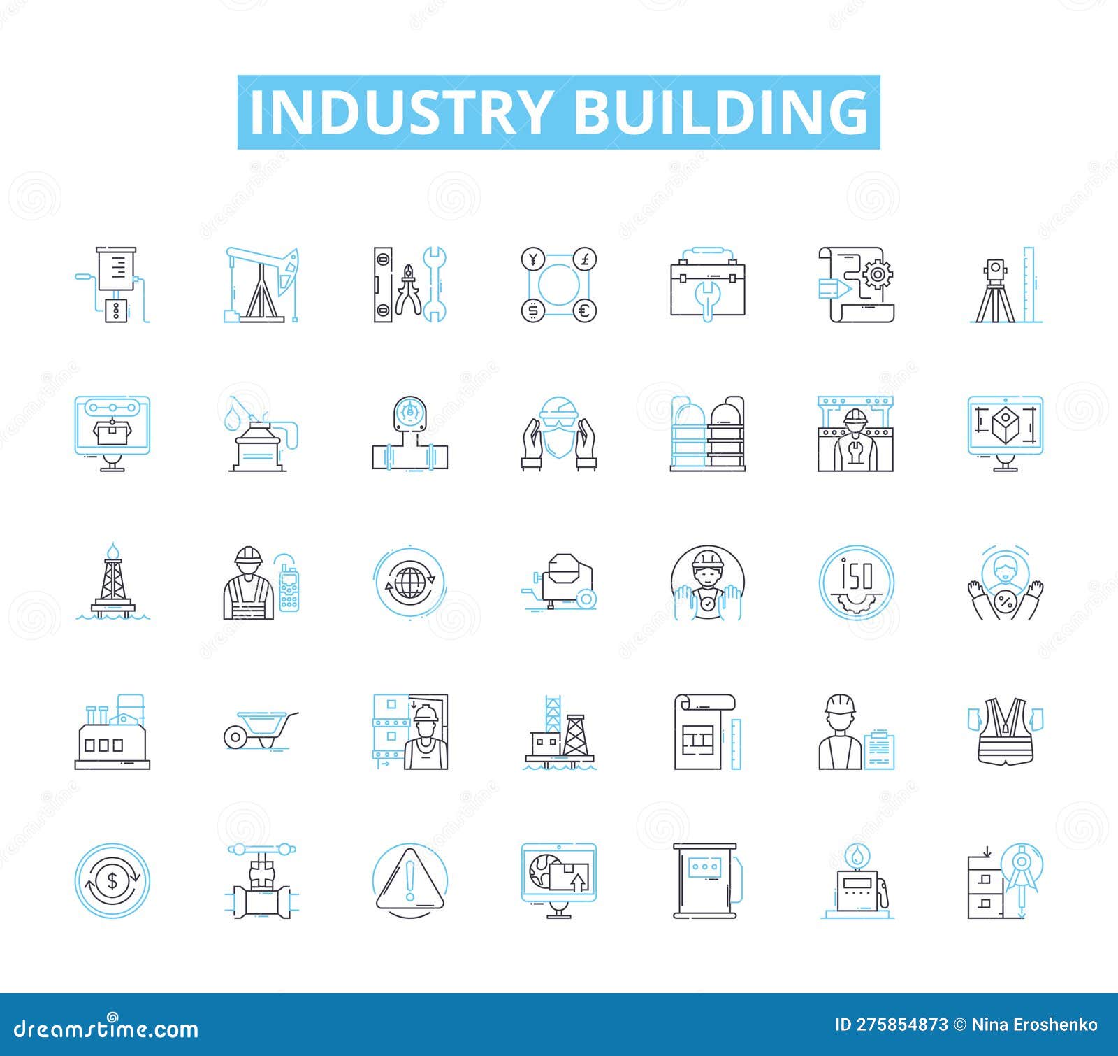 Industry Building Linear Icons Set. Construction, Architecture ...