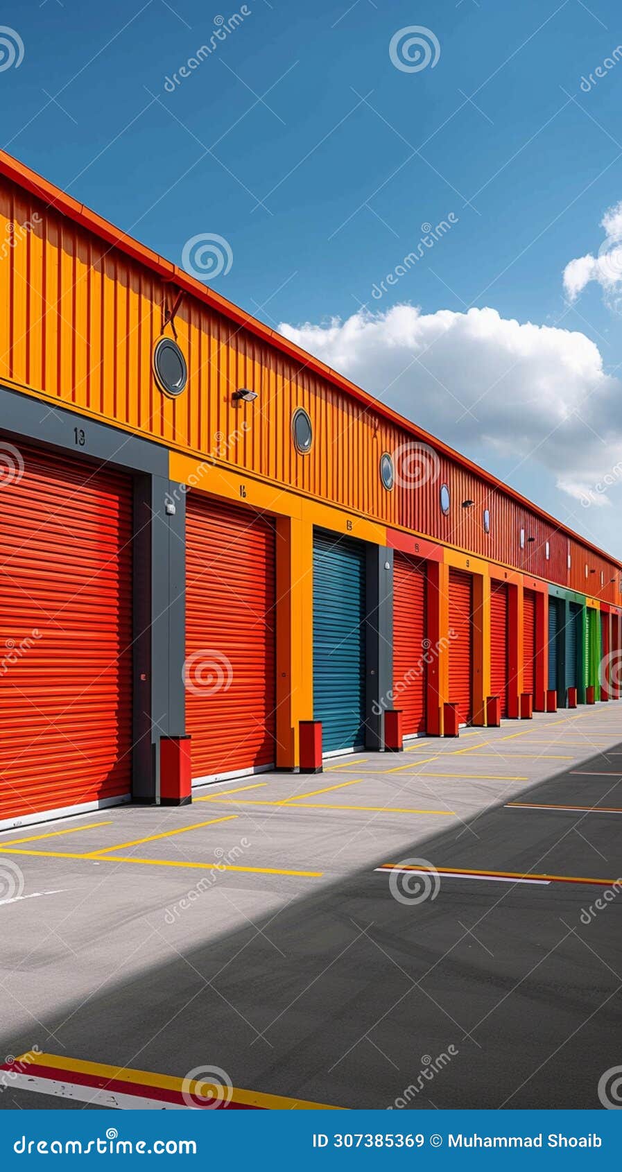 Industry Building Showcases Array of Colorful Metal Storage Units Stock ...