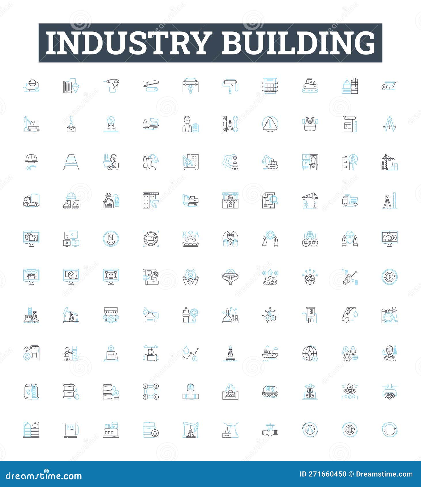 Industry Building Vector Line Icons Set. Construction, Manufacturing ...