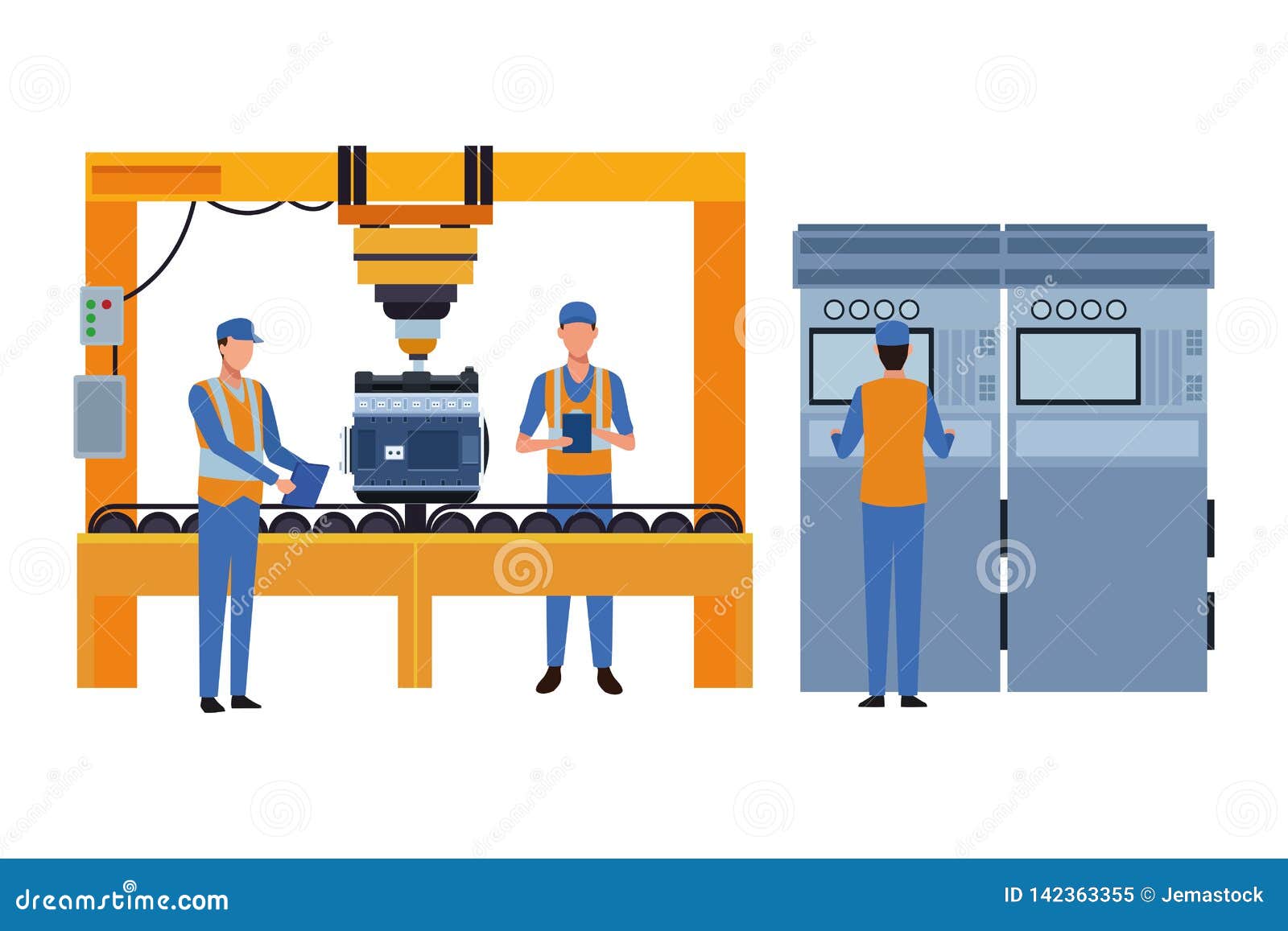 Industry Car Manufacturing Cartoon Stock Vector - Illustration of ...