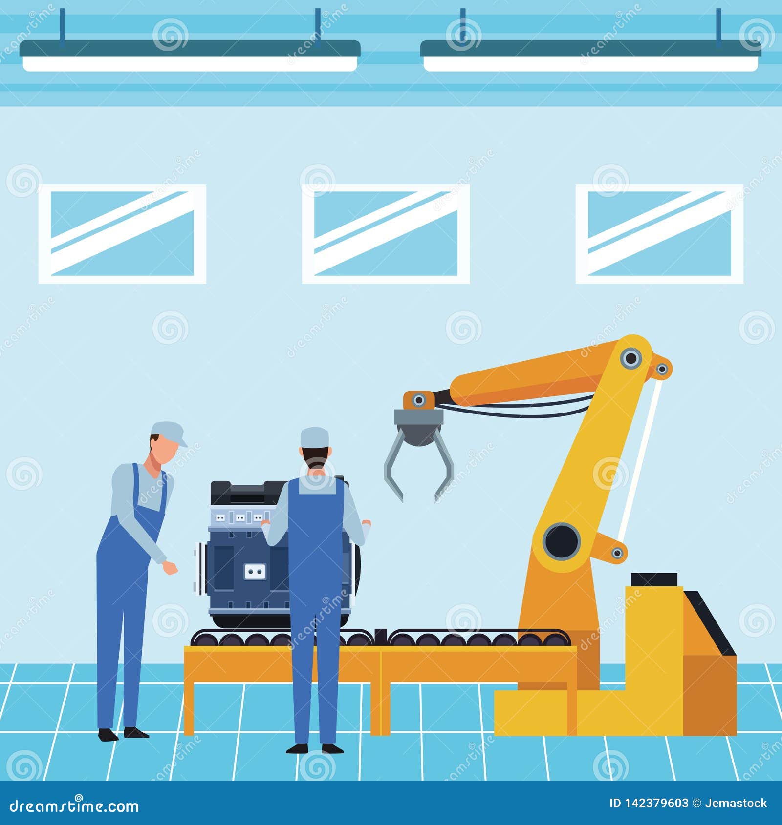 Industry Car Manufacturing Cartoon Stock Vector - Illustration of ...