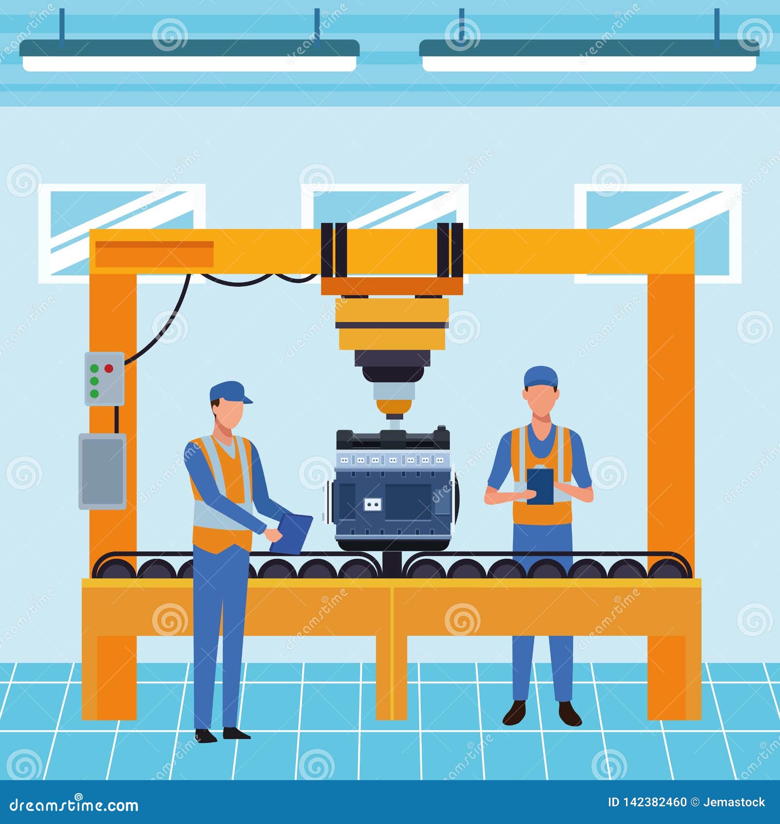 Industry Car Manufacturing Cartoon Stock Vector - Illustration of metal ...