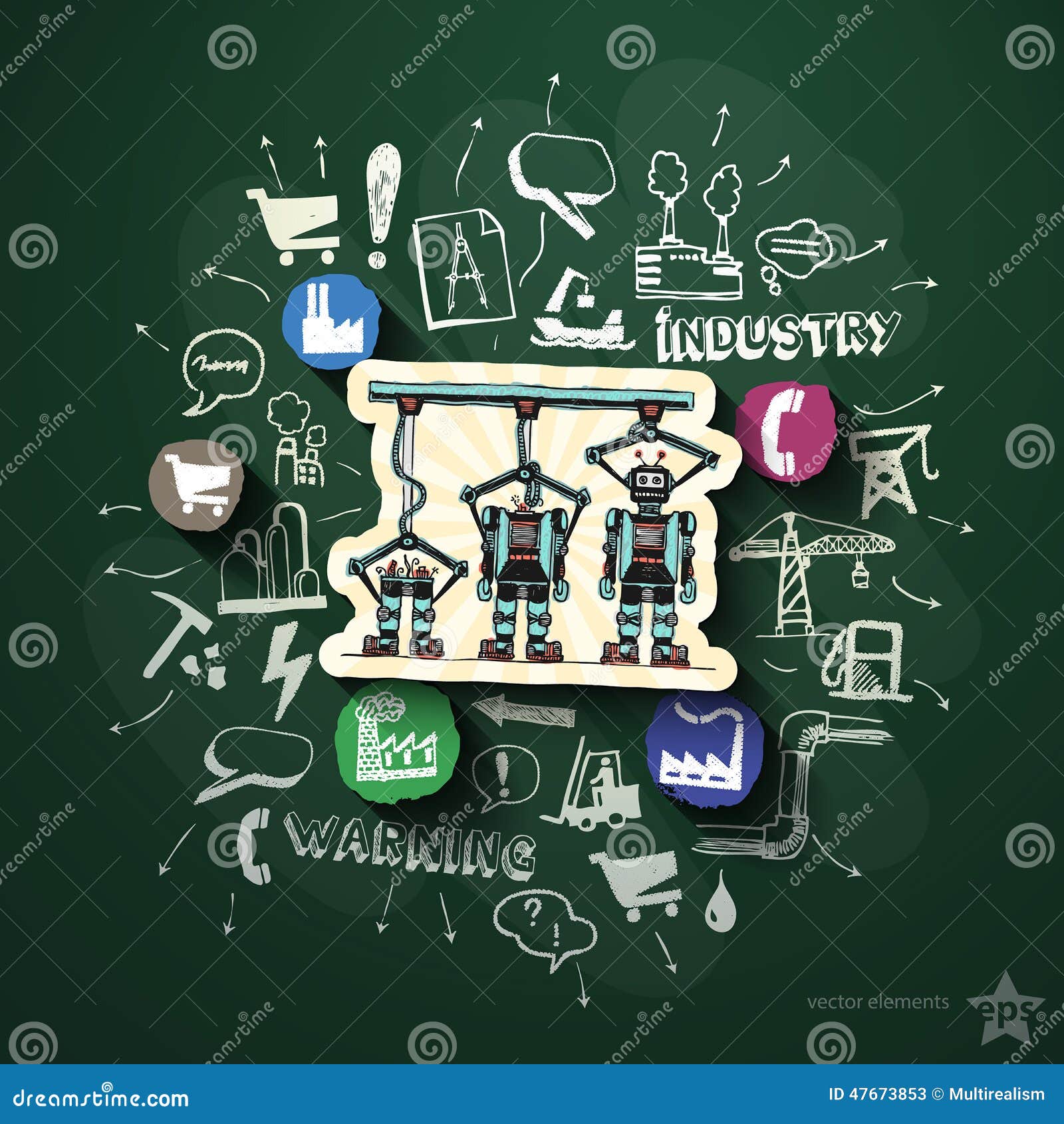 Industry Collage Icons Blackboard Stock Illustrations – 4 Industry ...