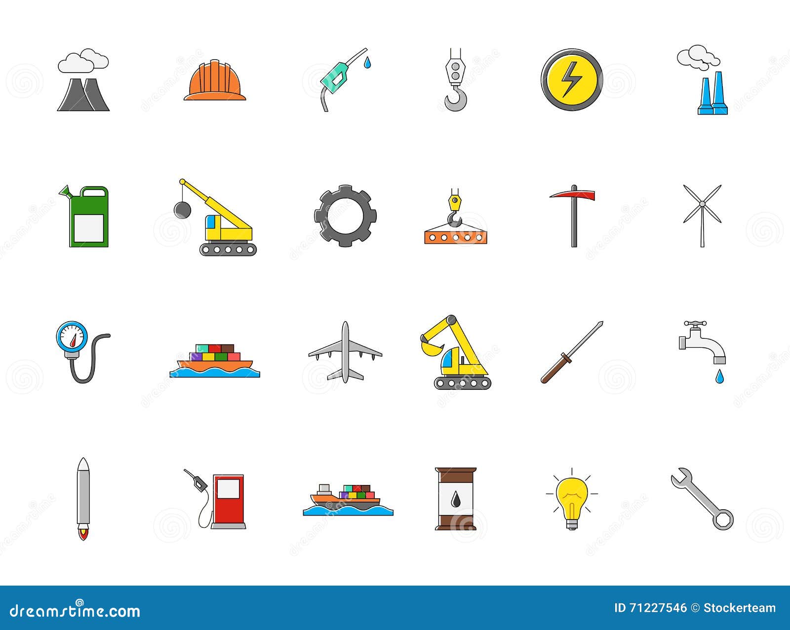 Industry Colorful Icons Set Stock Illustration - Illustration of ...