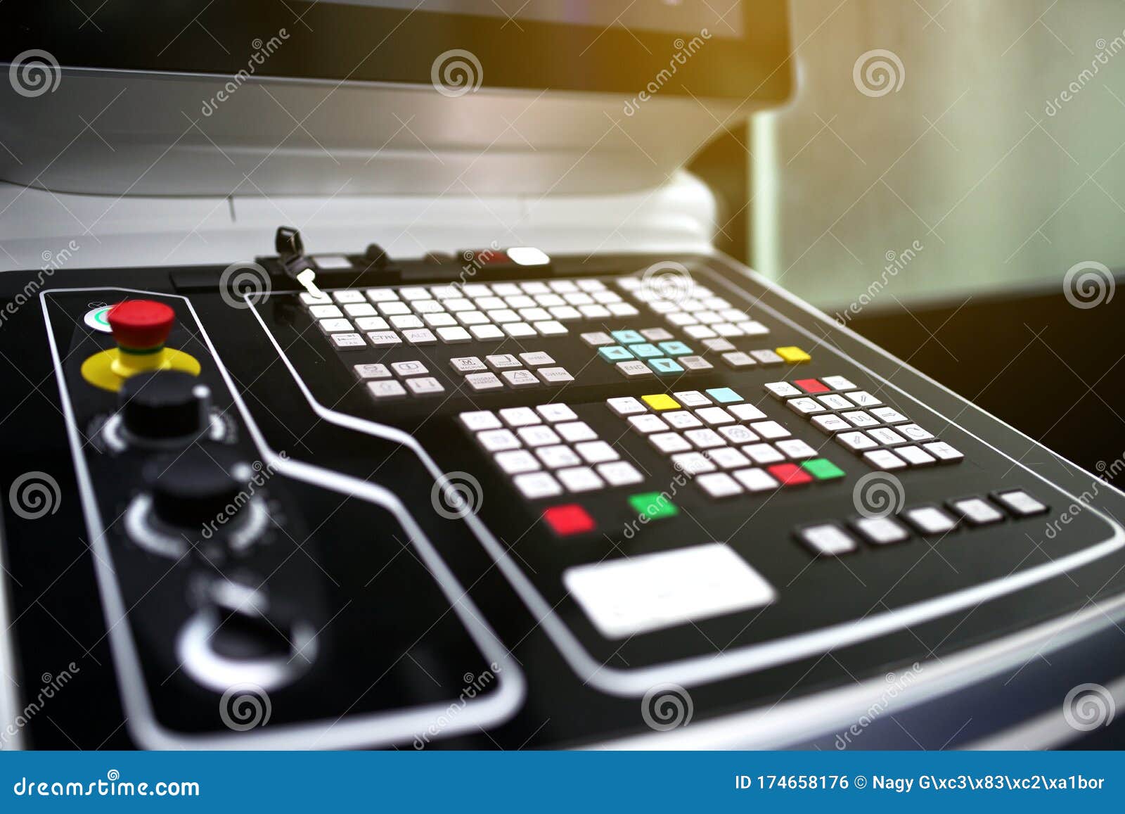 INDUSTRY COMPUTER. MONITOR and BUTTON. OPERATOR DESK Stock Photo ...