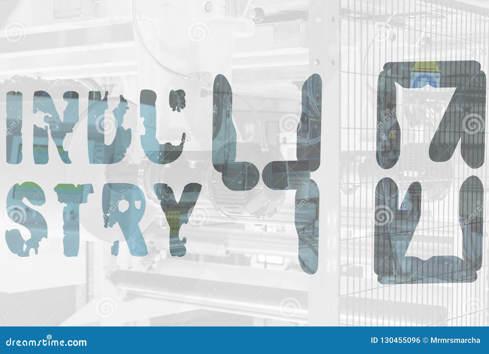 Industry 4.0 Concept. Double Exposure. Concept Background. Blue Green ...