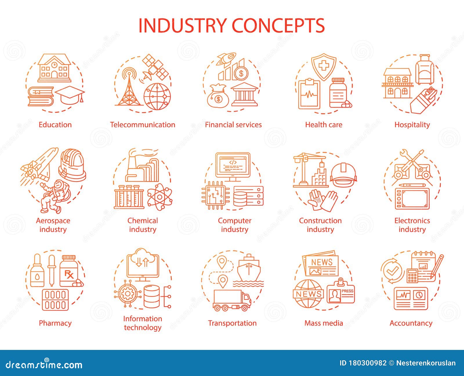 Industry Concept Icons Set. Technology Development Stock Vector ...