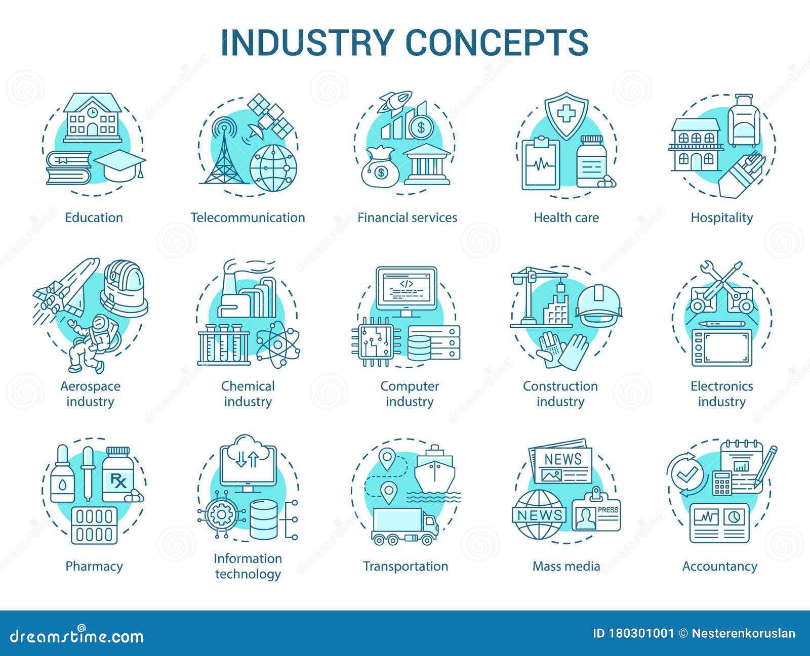 Industry Concept Icons Set. Technology Development Stock Vector ...