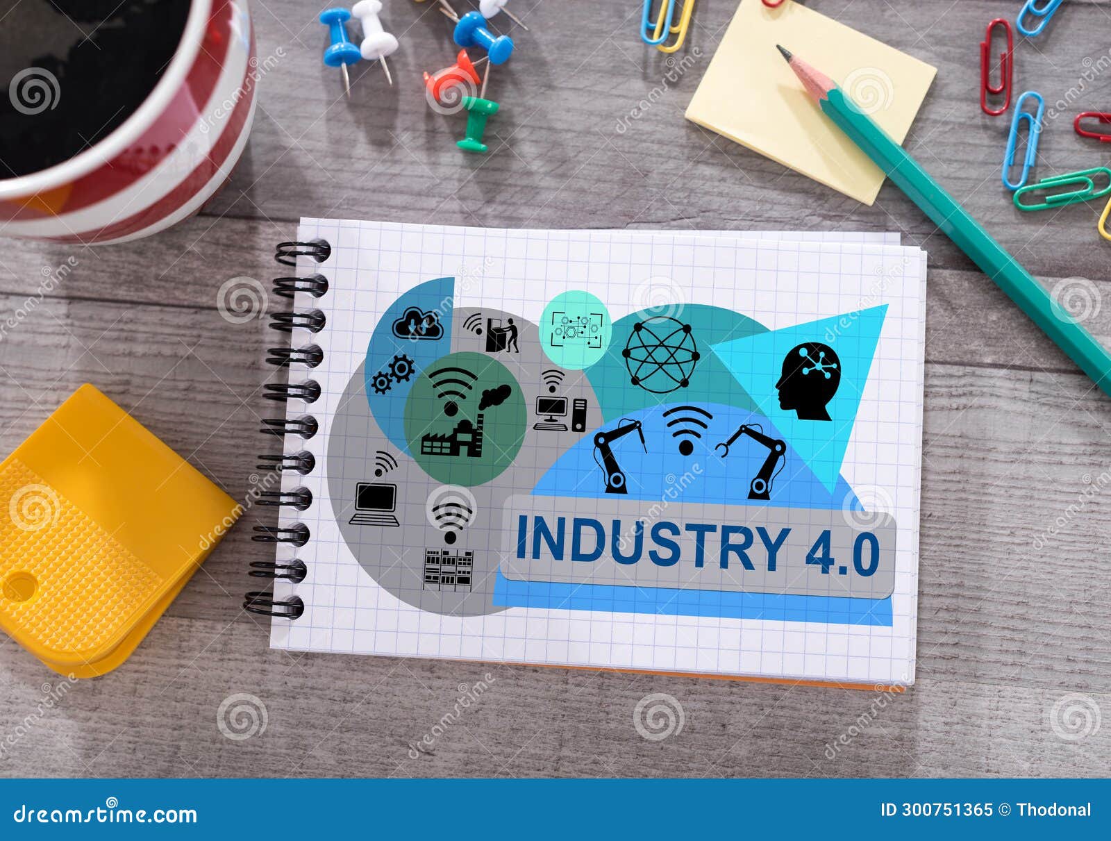 Industry 4.0 Concept on a Notepad Stock Image - Image of process ...