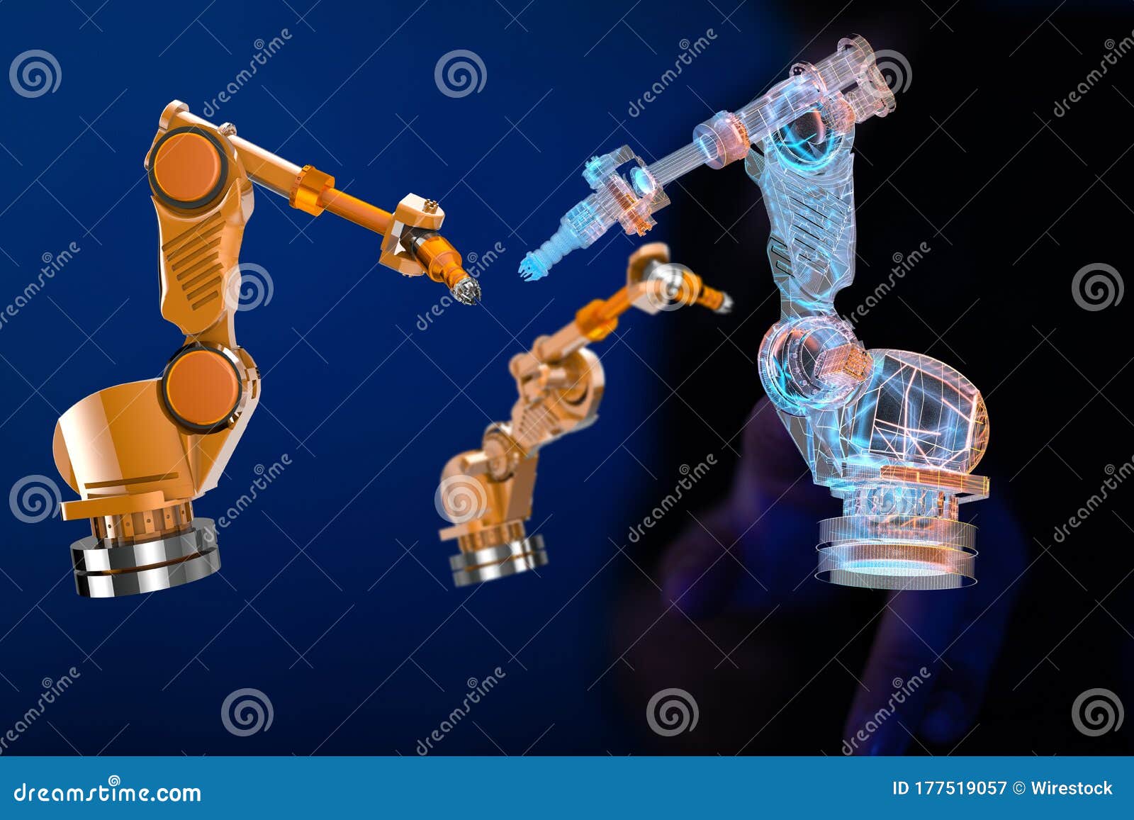 A Industry 4.0 Concept - Robot Arm in Smart Factory Background Stock ...