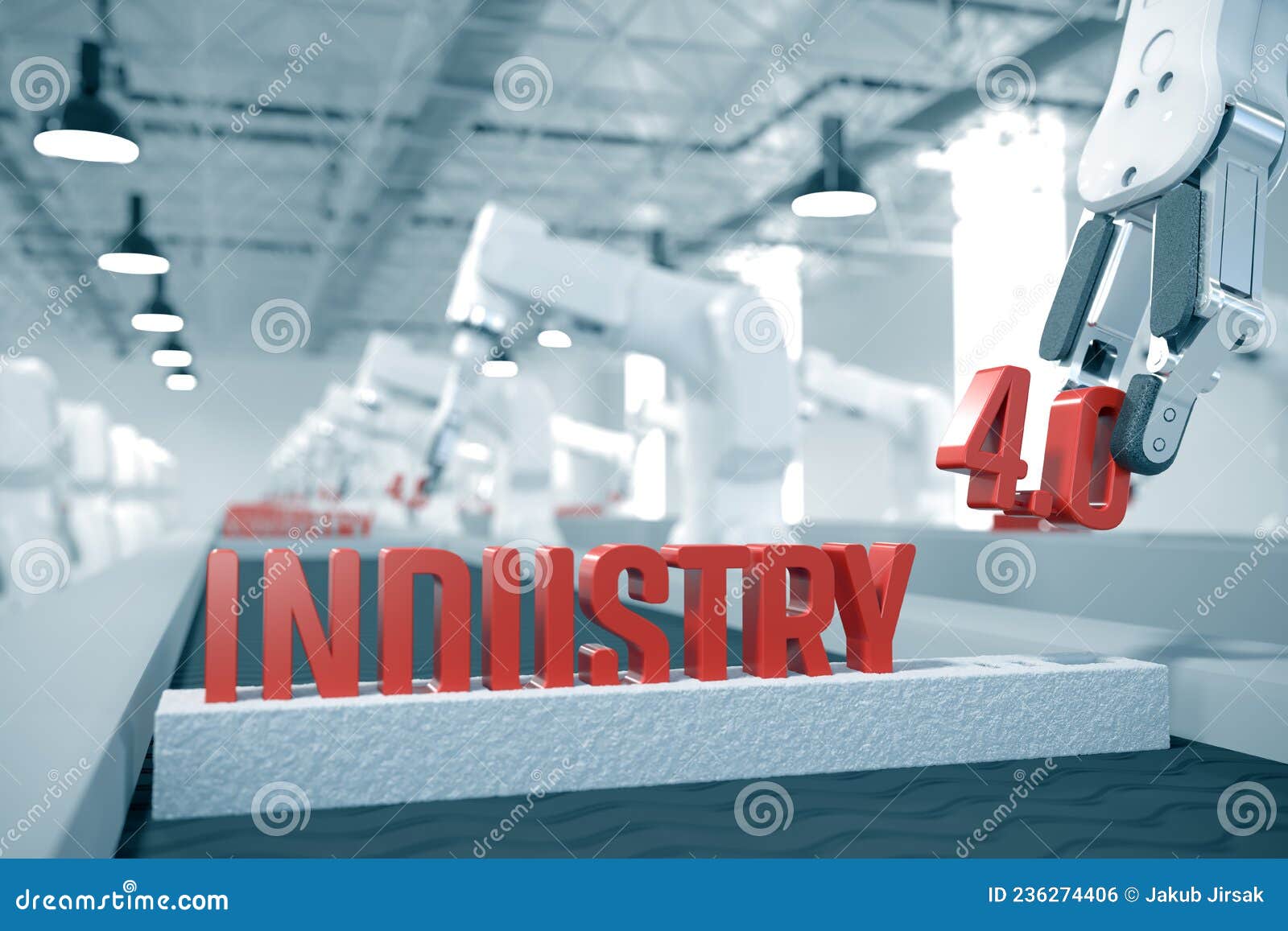 Industry 4.0 Concept with Robotics Stock Illustration - Illustration of ...