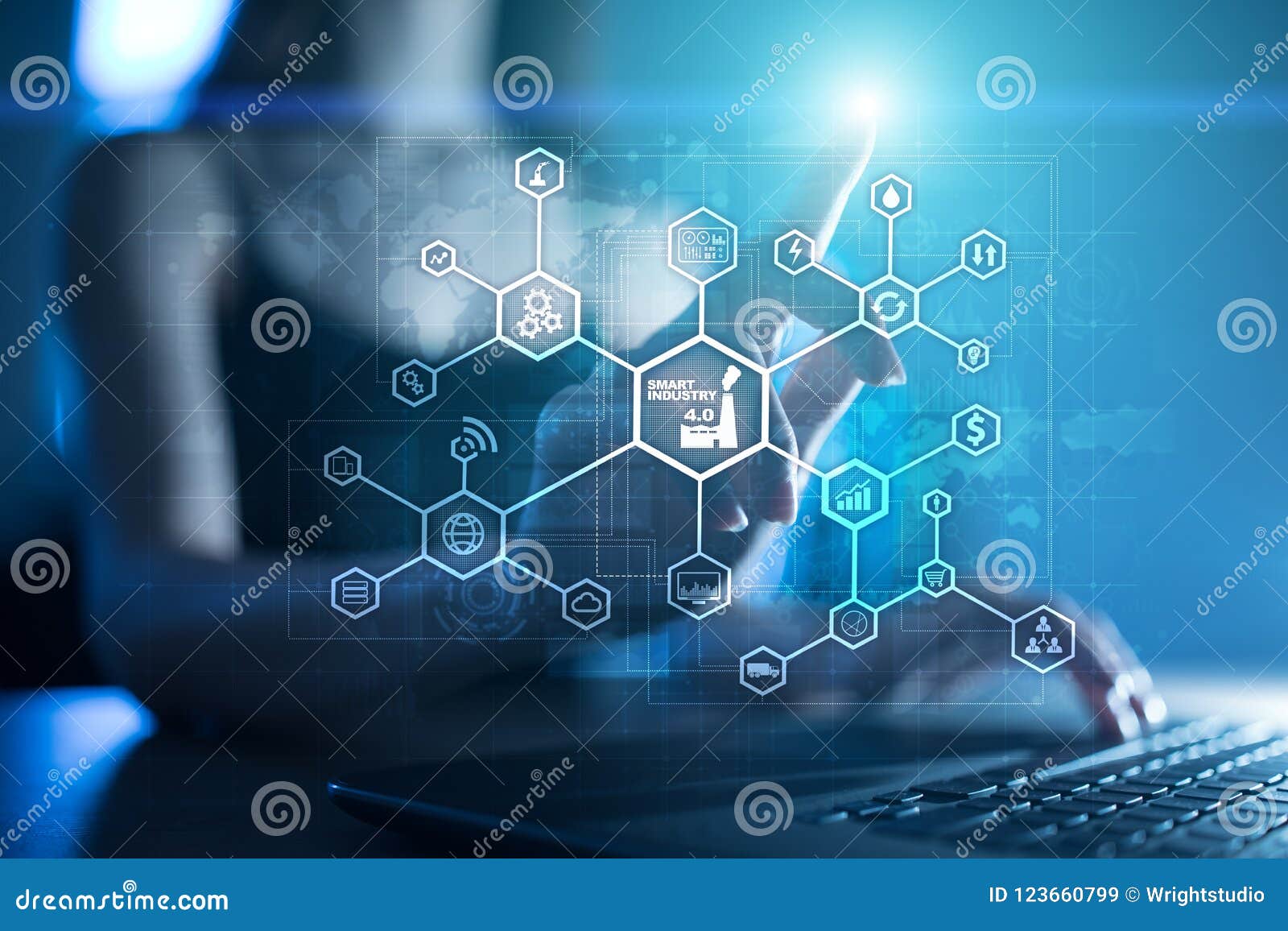 Industry 4.0 Concept, Smart Factory Structure. Flow Automation and Data ...