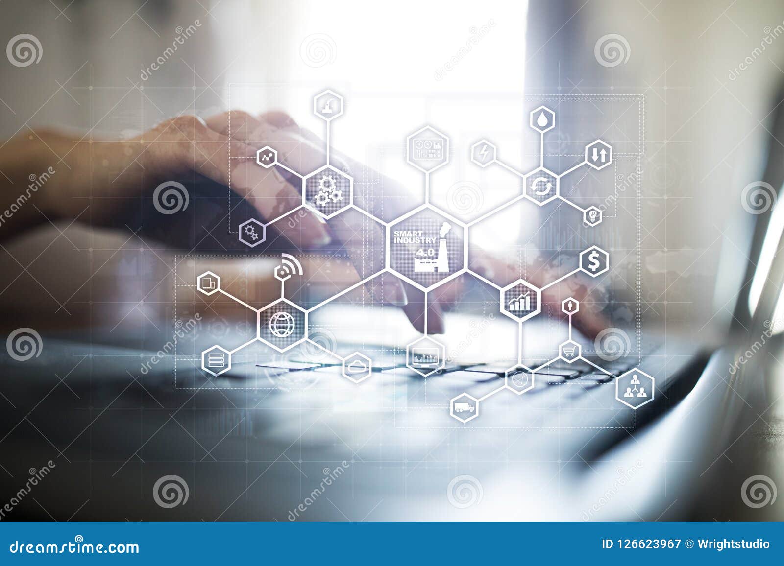 Industry 4.0 Concept, Smart Factory Structure. Flow Automation and Data ...