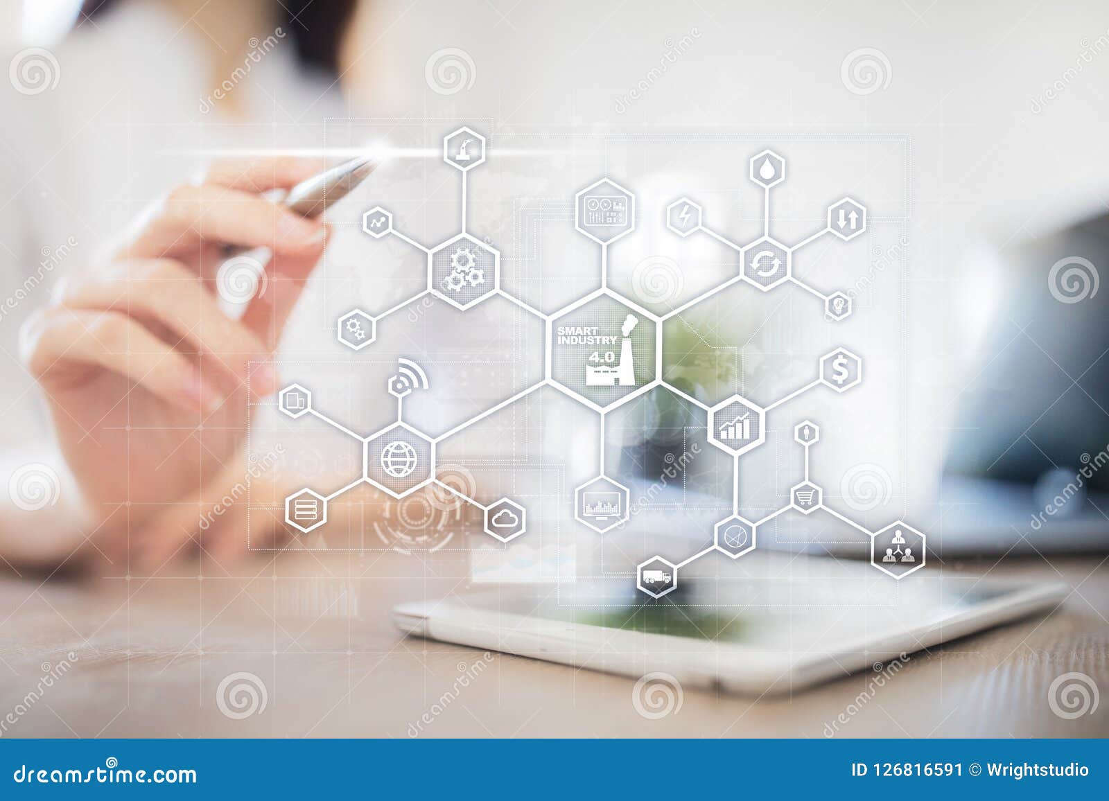 Industry 4.0 Concept, Smart Factory Structure. Flow Automation and Data ...