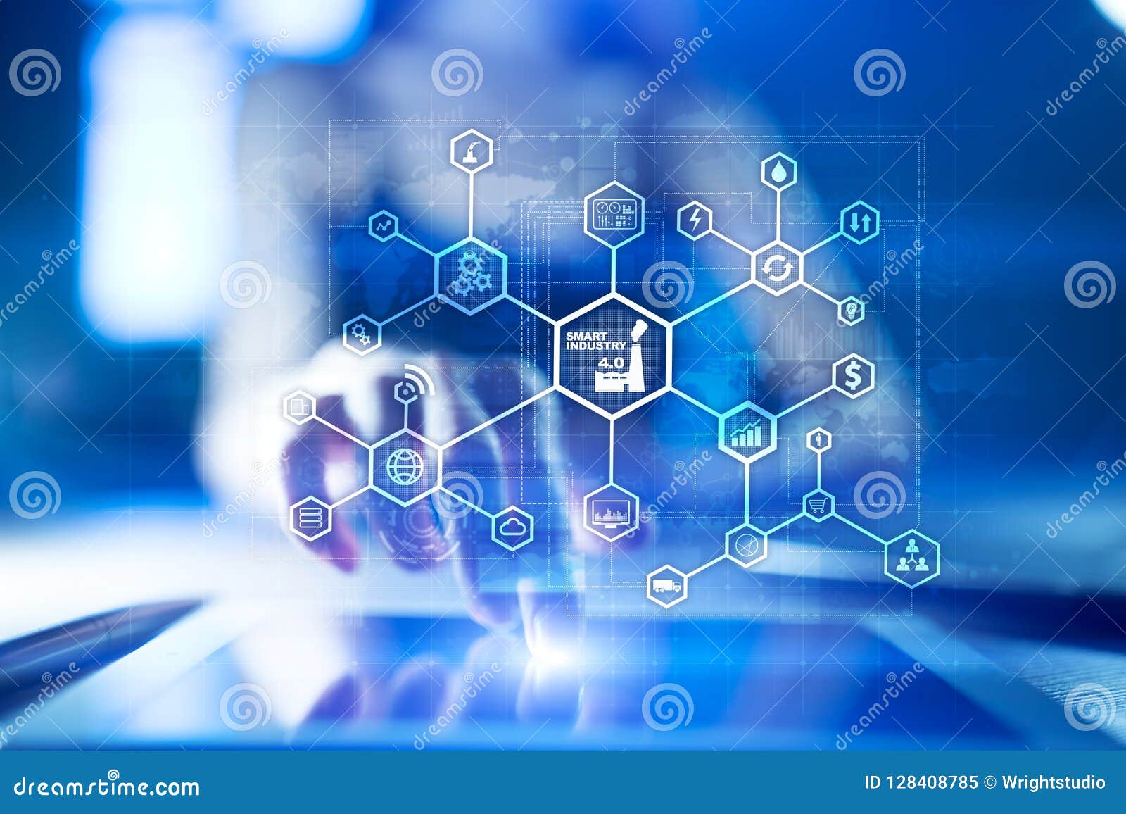 Industry 4.0 Concept, Smart Factory Structure. Flow Automation and Data ...