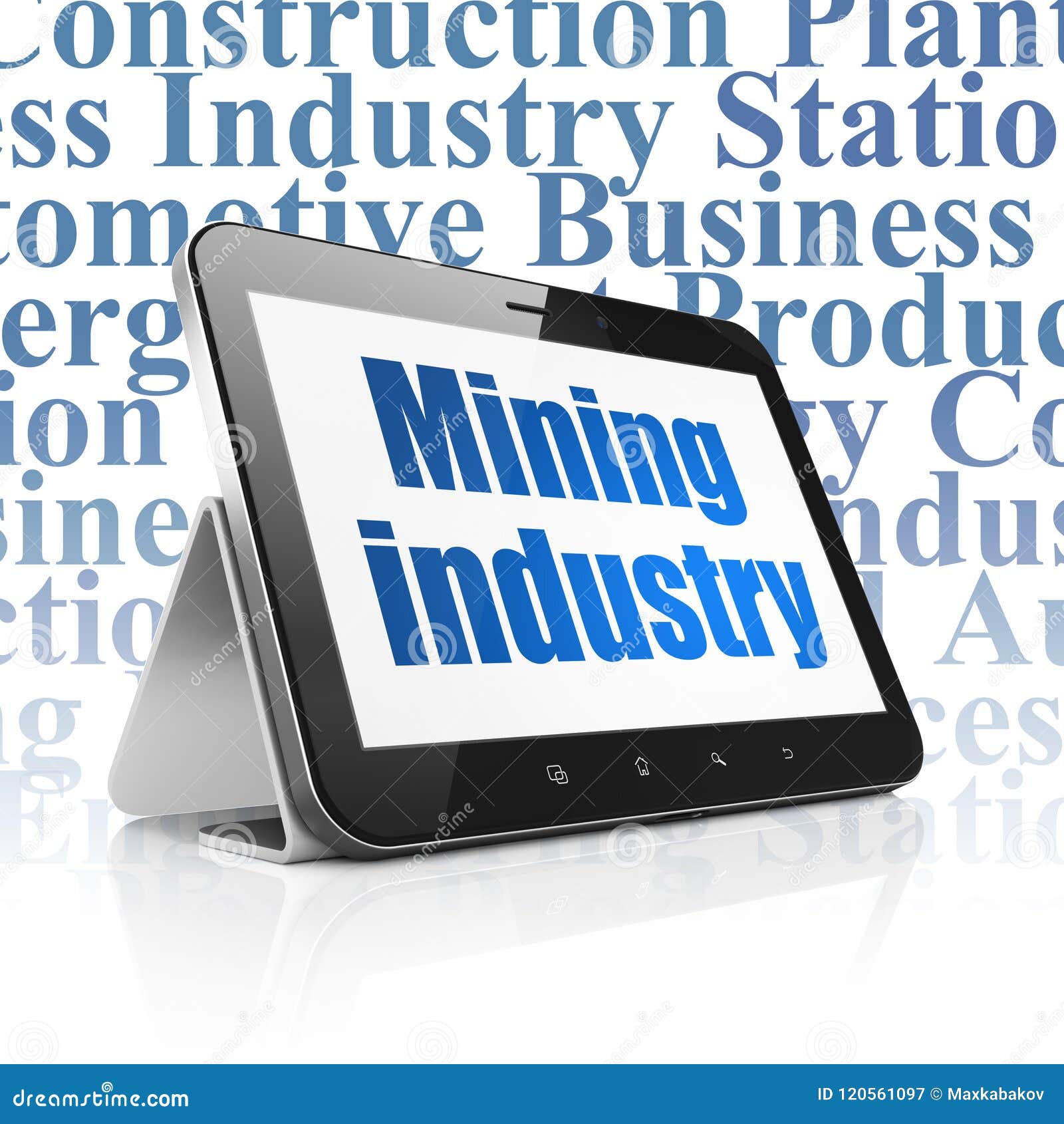 Industry Concept: Tablet Computer with Mining Industry on Display Stock ...