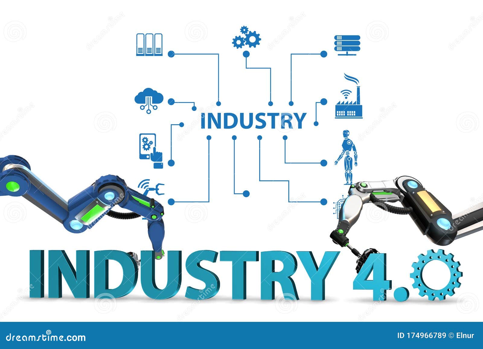 Industry 4.0 Concept with Various Stages - 3d Rendering Stock ...