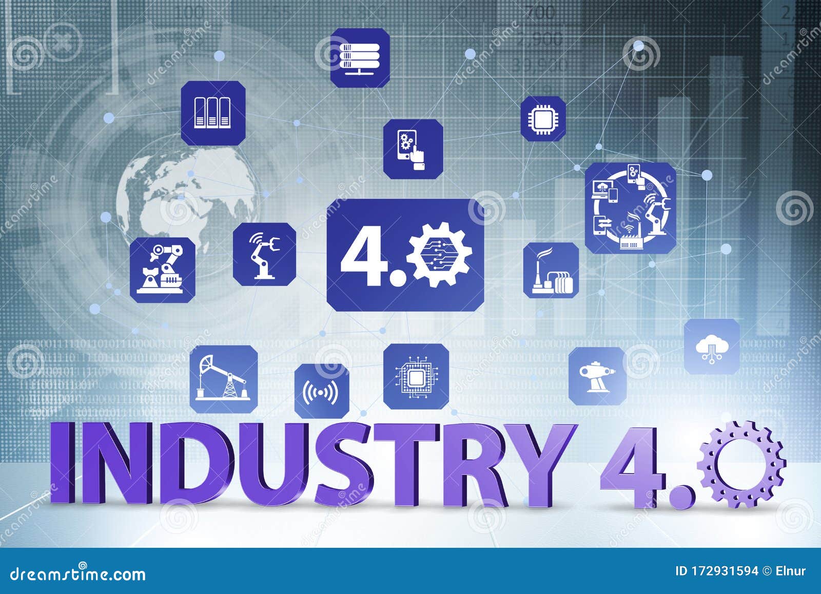 Industry 4.0 Concept with Various Stages - 3d Rendering Stock ...