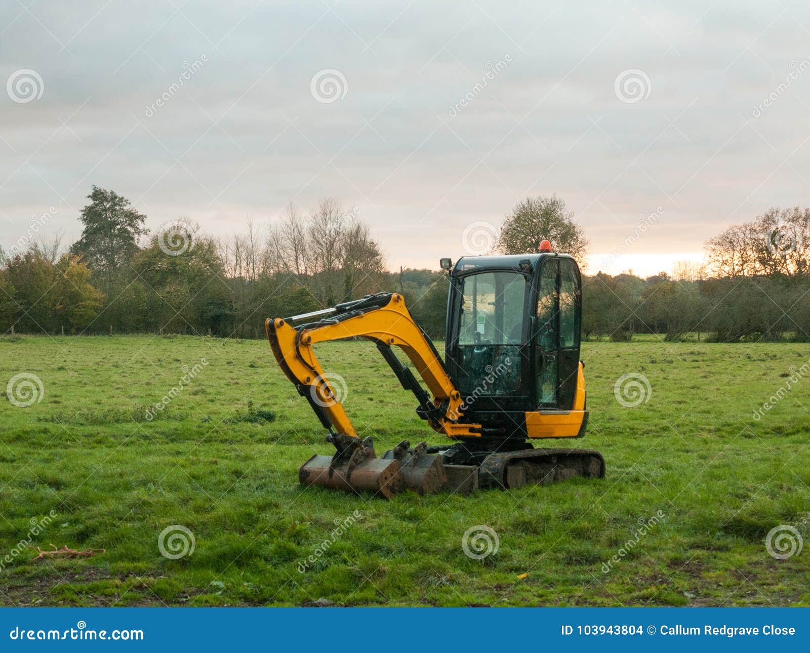 Industry Construction Environment Yellow Digger Machine Parked O Stock ...