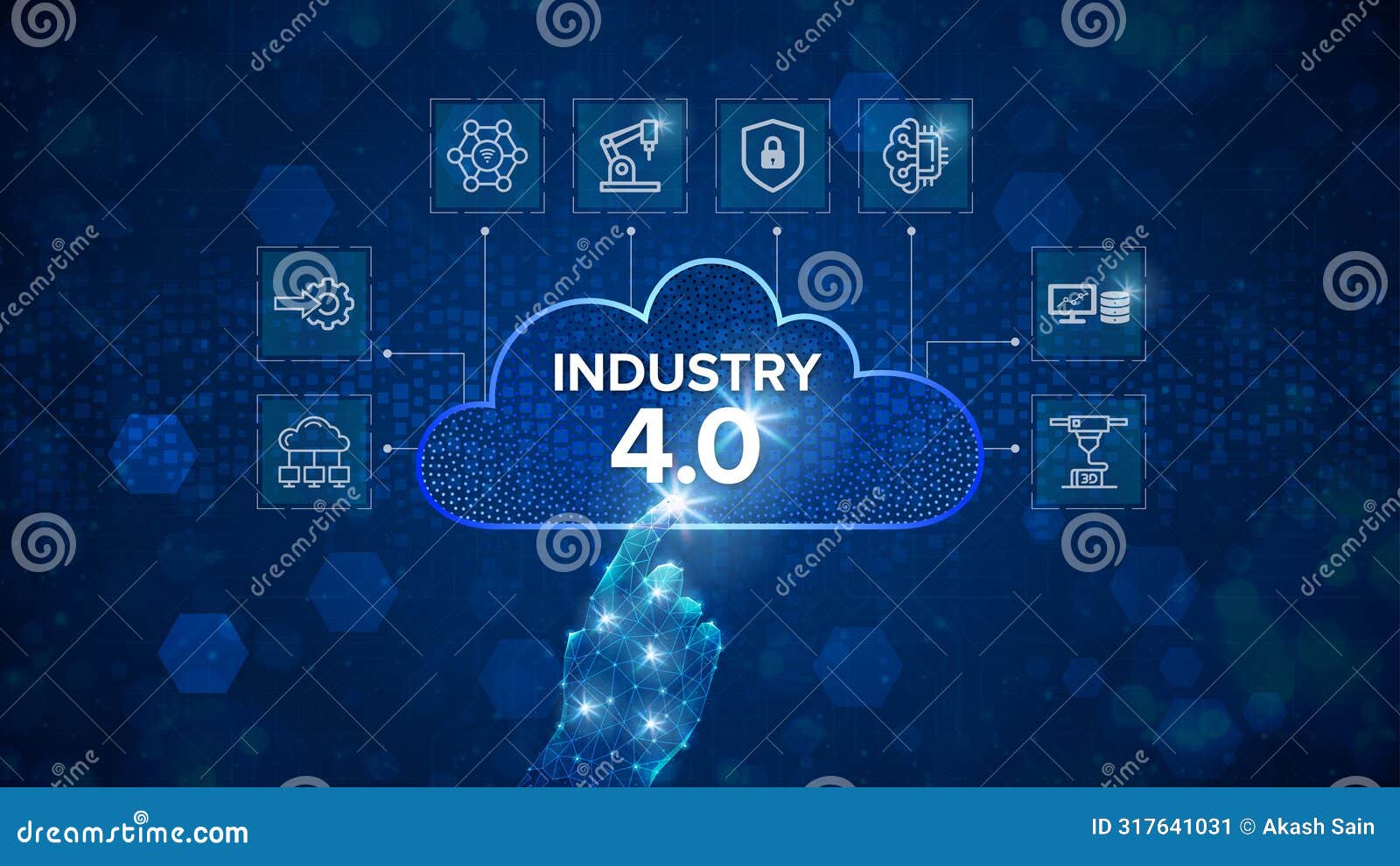 Industry 4.0 or Digital Transformation Cloud Concept Illustration ...
