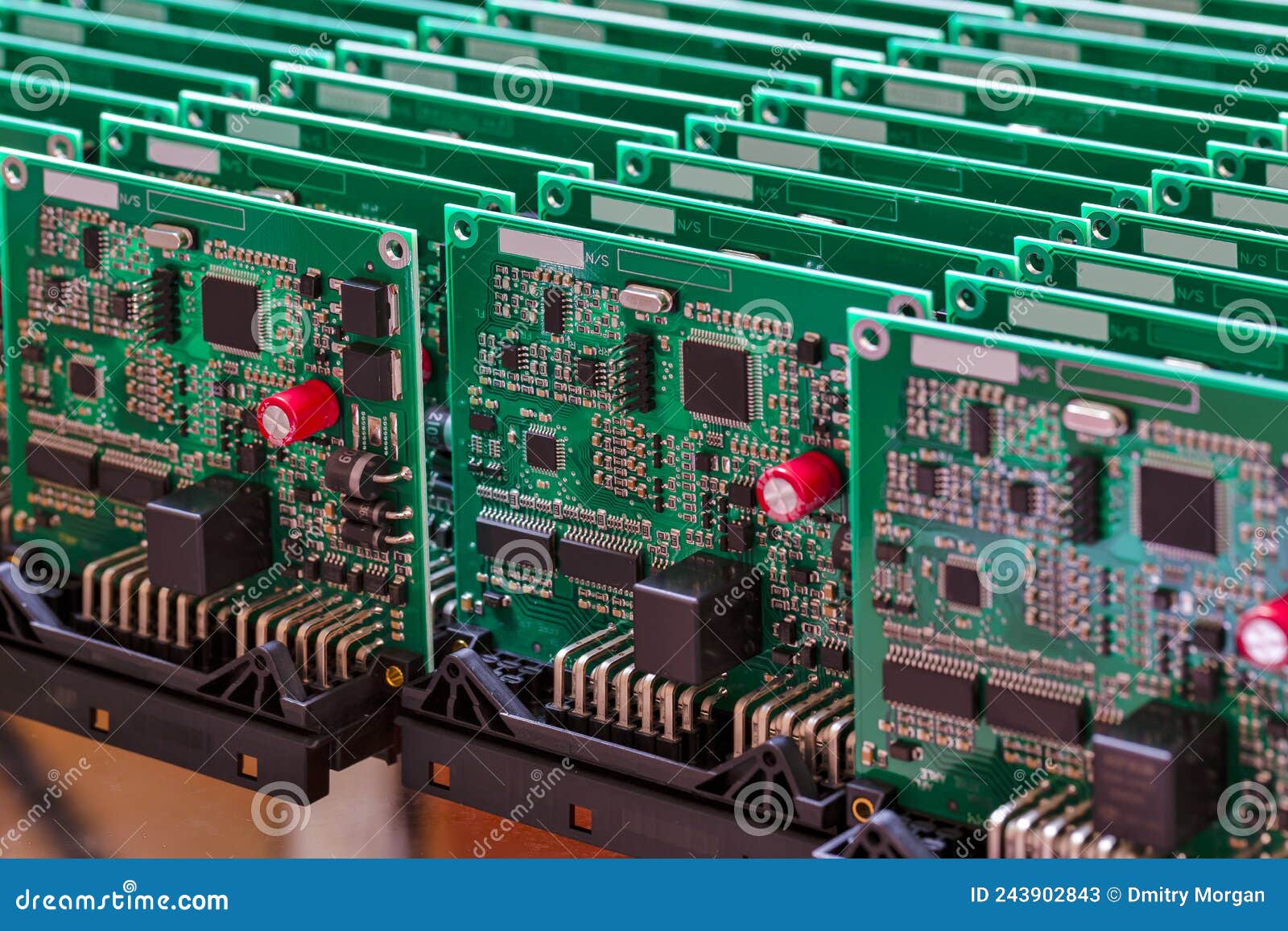 Industry of Electronics Ideas. Closeup of Batch or Line of Ready ABS ...