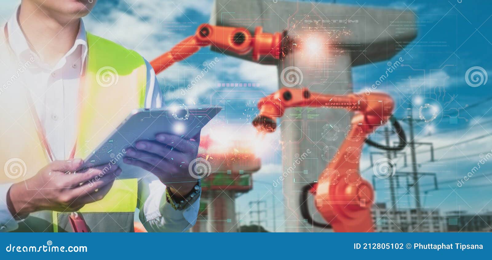 Industry Engineer Construction,using Smart Tablet,control Automation ...