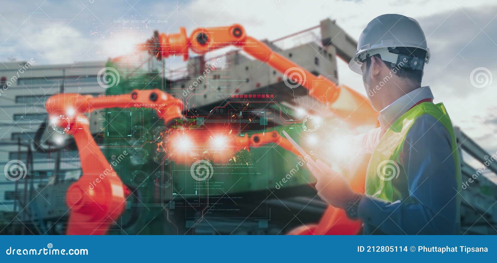 Industry Engineer Construction,using Smart Tablet,control Automation ...