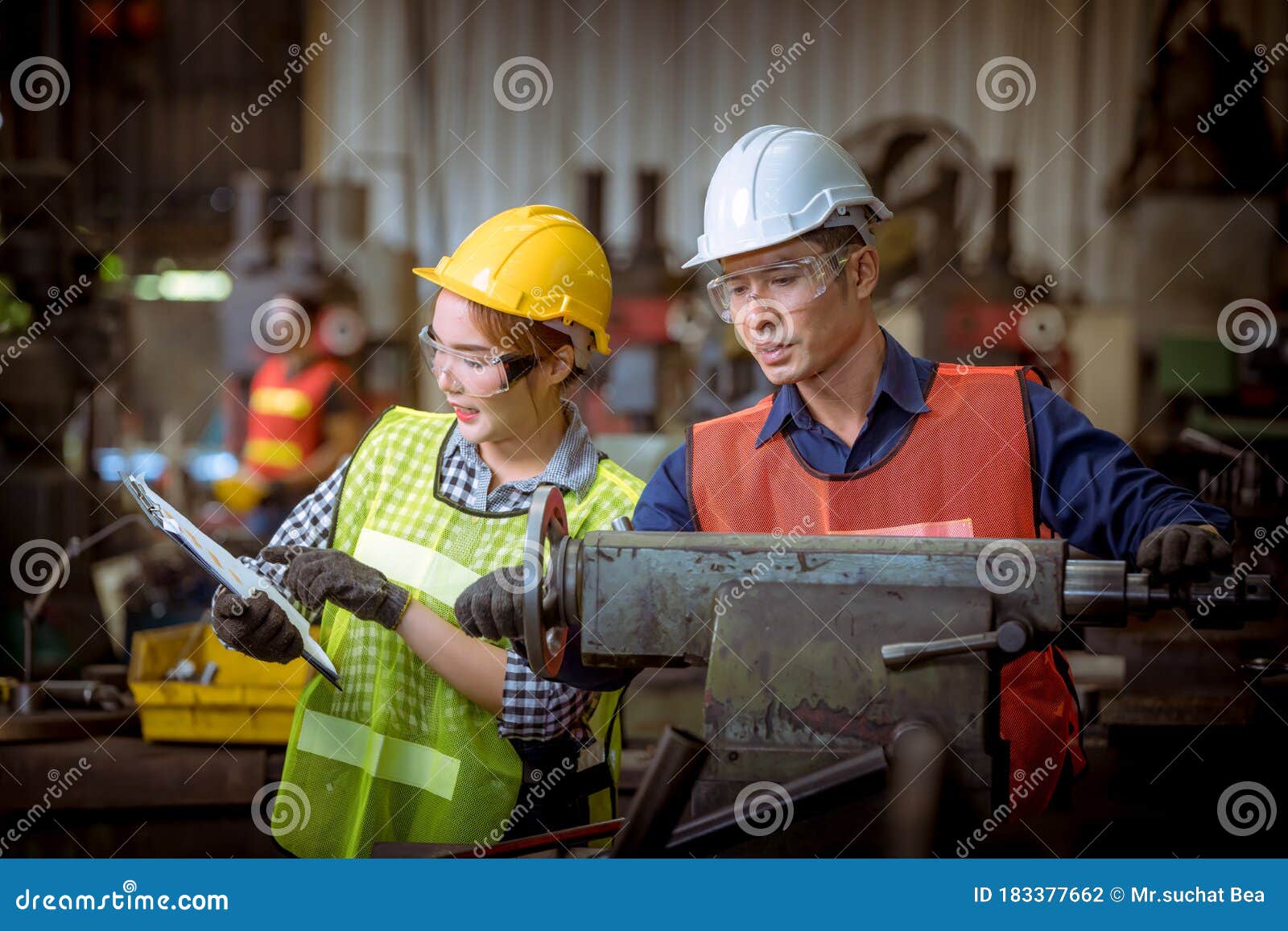 Industry Engineer Under Inspection and Checking Production Process on ...