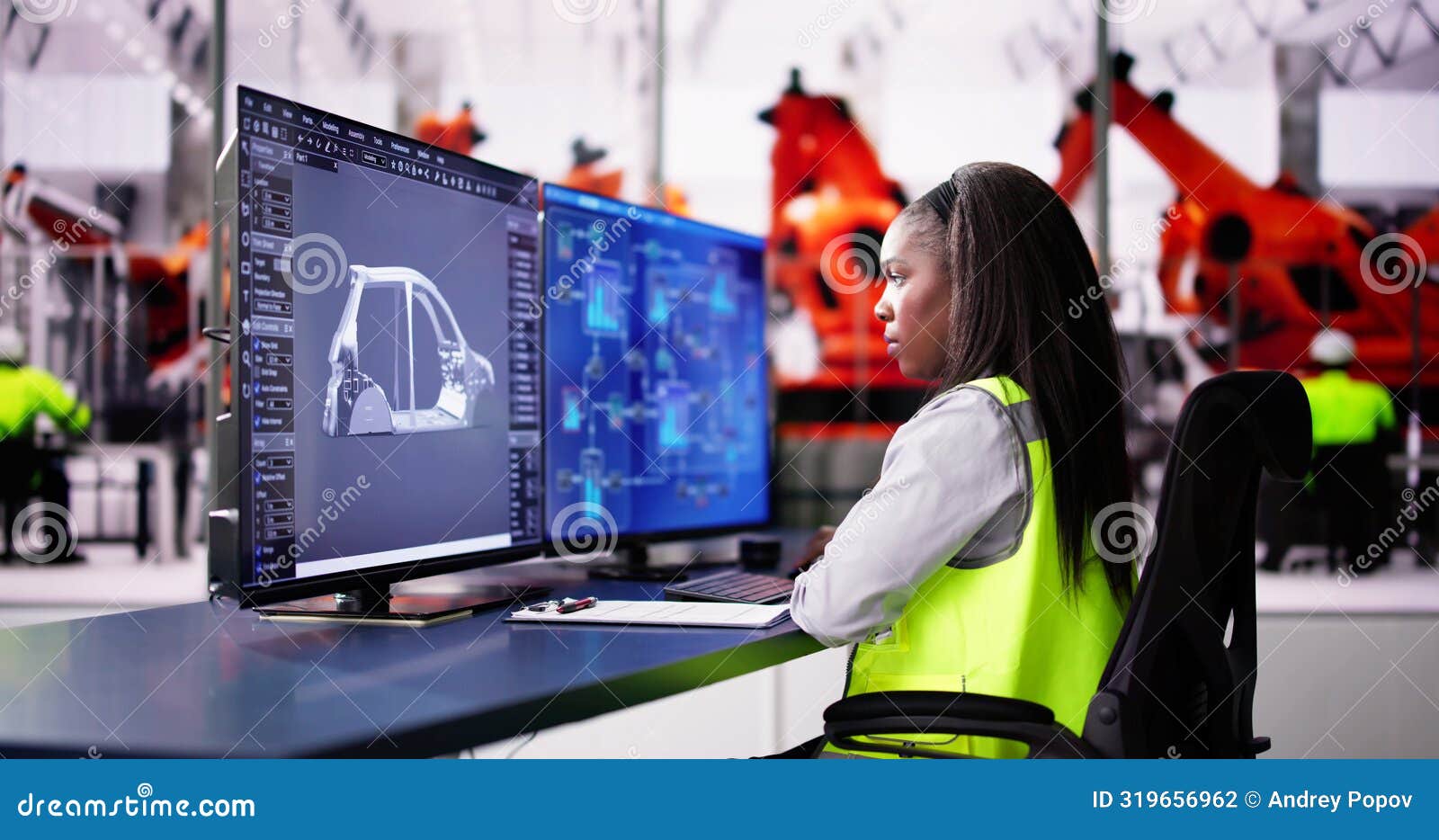 Industry Engineer Using Desktop PC Computer Stock Photo - Image of ...