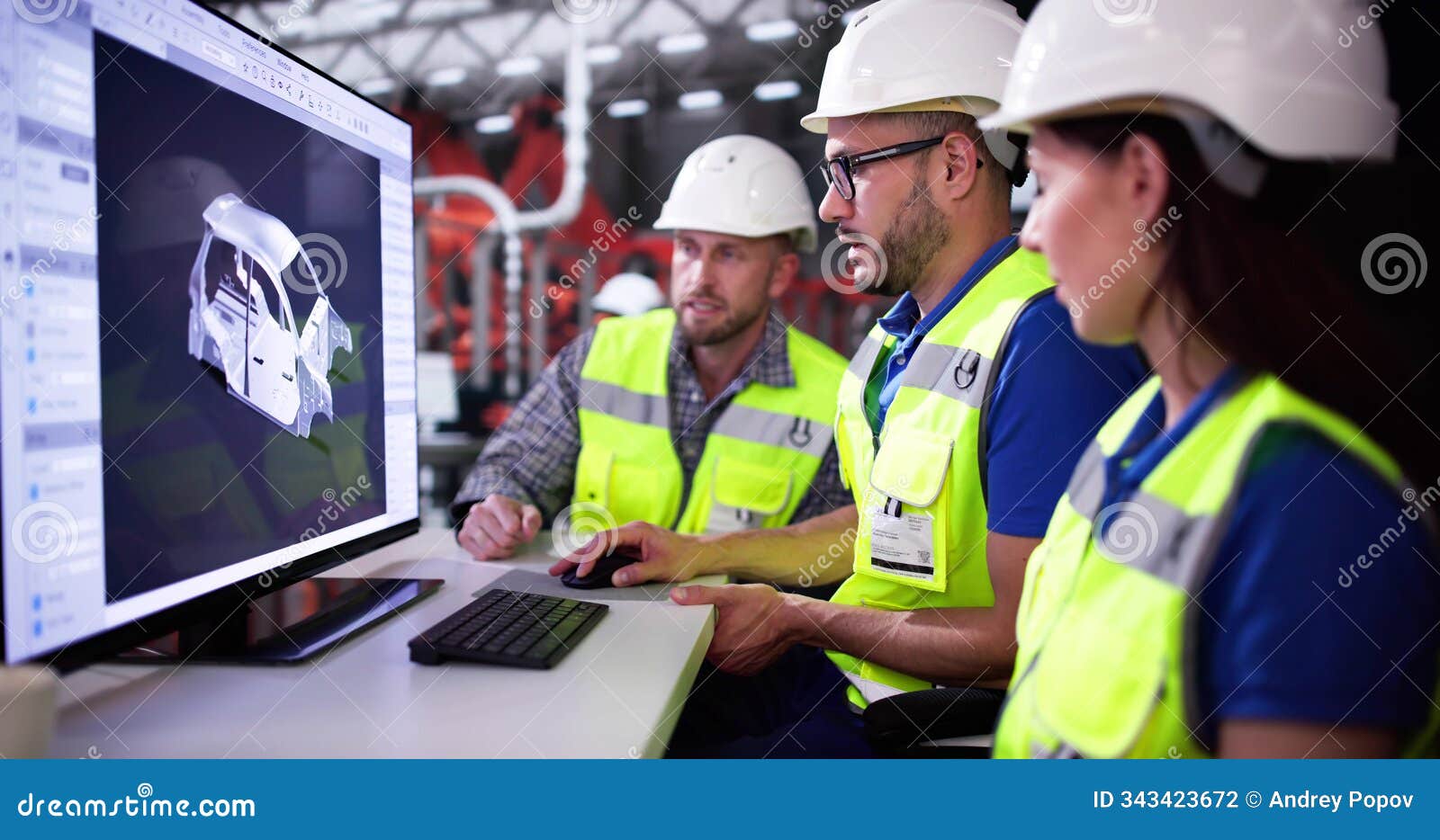 Industry Engineer Using Desktop PC Computer Stock Photo - Image of ...