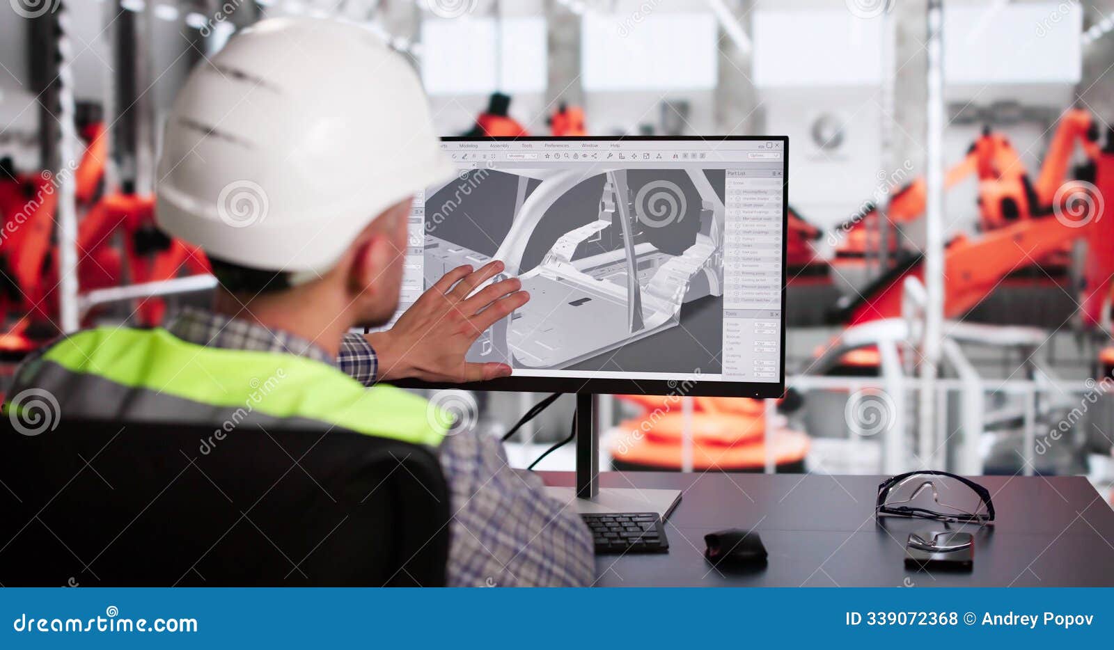 Industry Engineer Using Desktop PC Computer Stock Photo - Image of ...