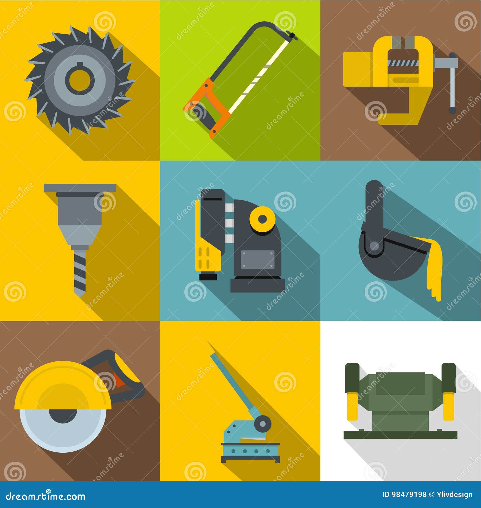Industry Equipment Icons Set, Flat Style Stock Vector - Illustration of ...