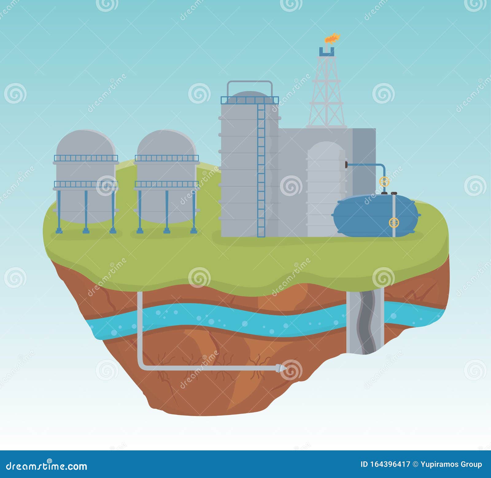 Industry Factory Production Process Fracking Stock Vector ...