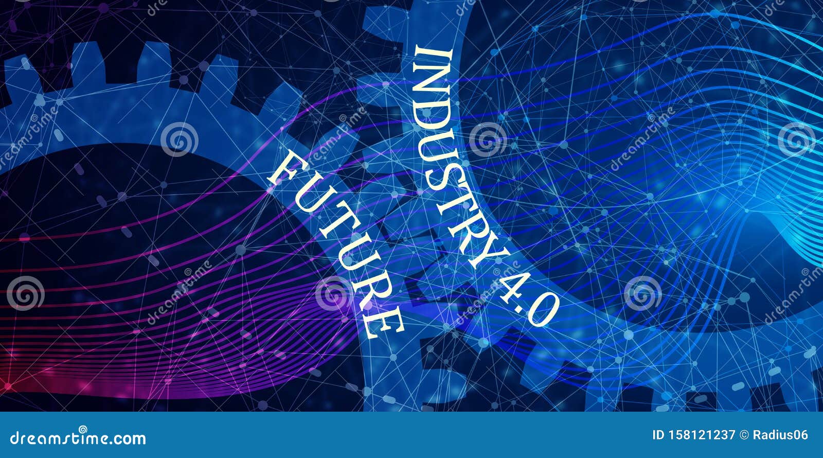 Industry Four Point Zero Text on the Gears. Stock Illustration ...