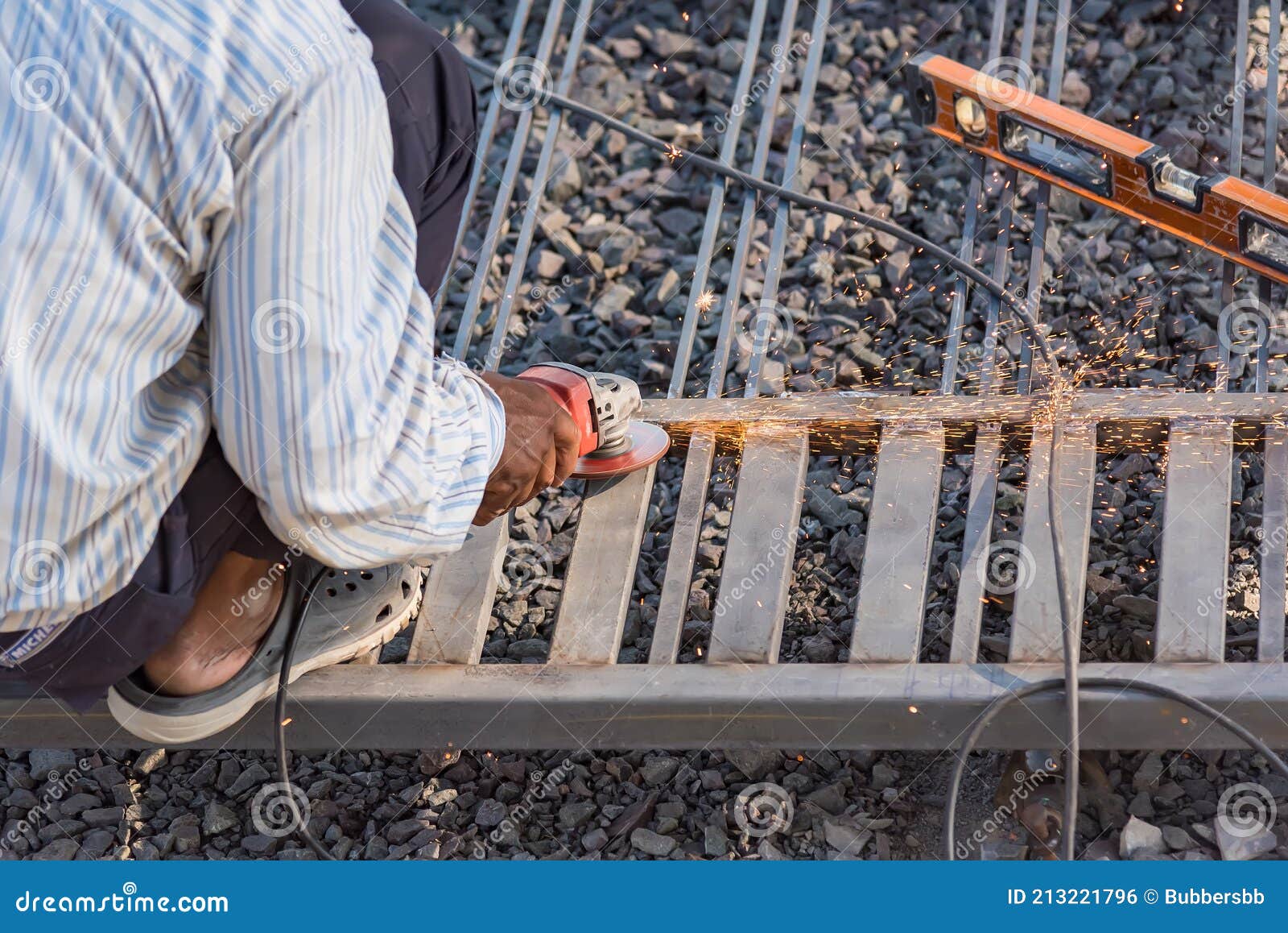 Industry Grinding in Workshop and Sparks Stock Photo - Image of ...