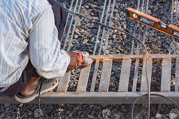 Industry Grinding in Workshop and Sparks Stock Photo - Image of ...