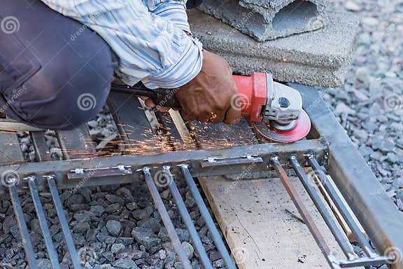 Industry Grinding in Workshop and Sparks Stock Photo - Image of ...