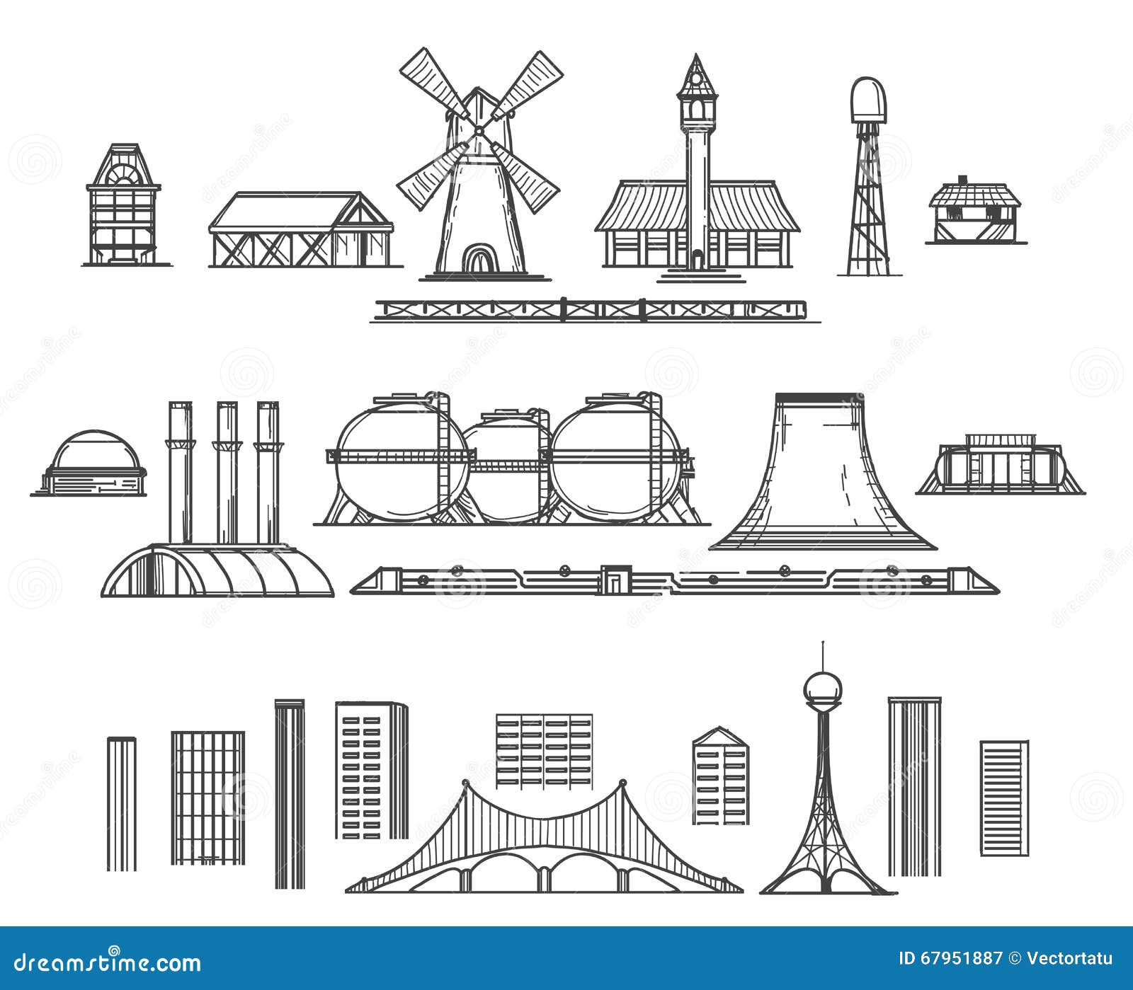 Industry hand drawn items stock vector. Illustration of architecture ...