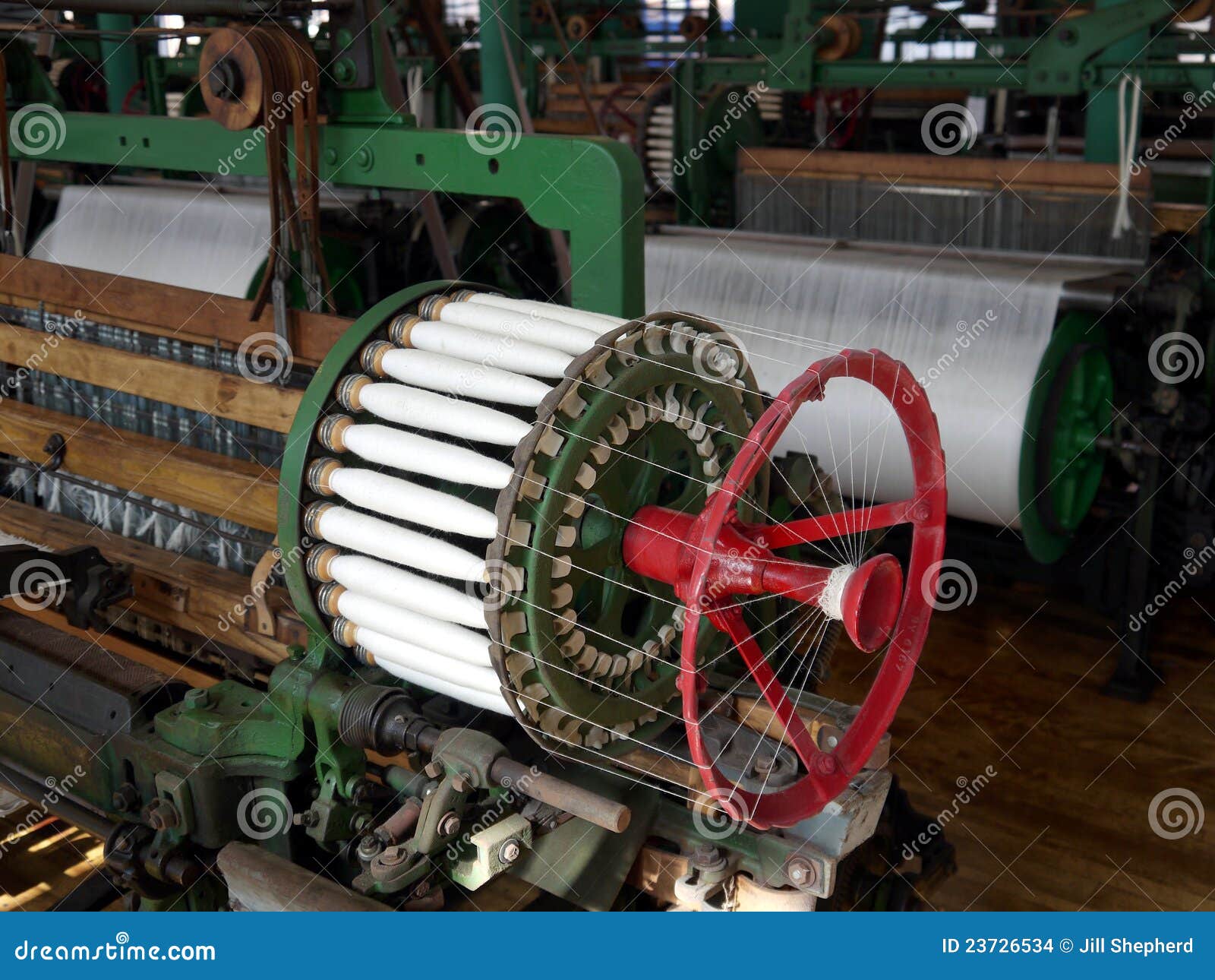 Industry: Historic Cotton Mill Spool Machine Stock Photo - Image of ...