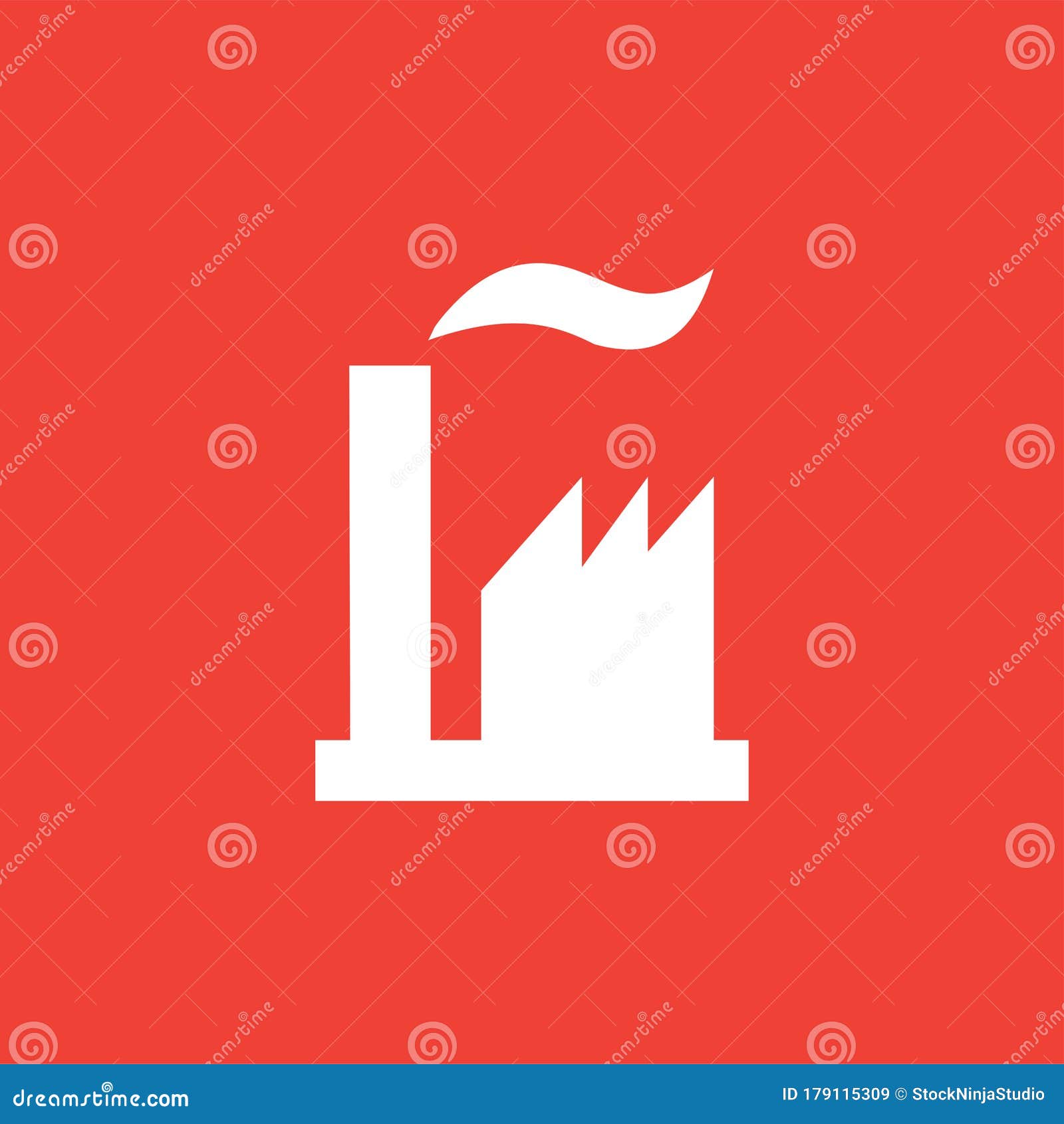Industry Icon on Red Background. Red Flat Style Vector Illustration ...
