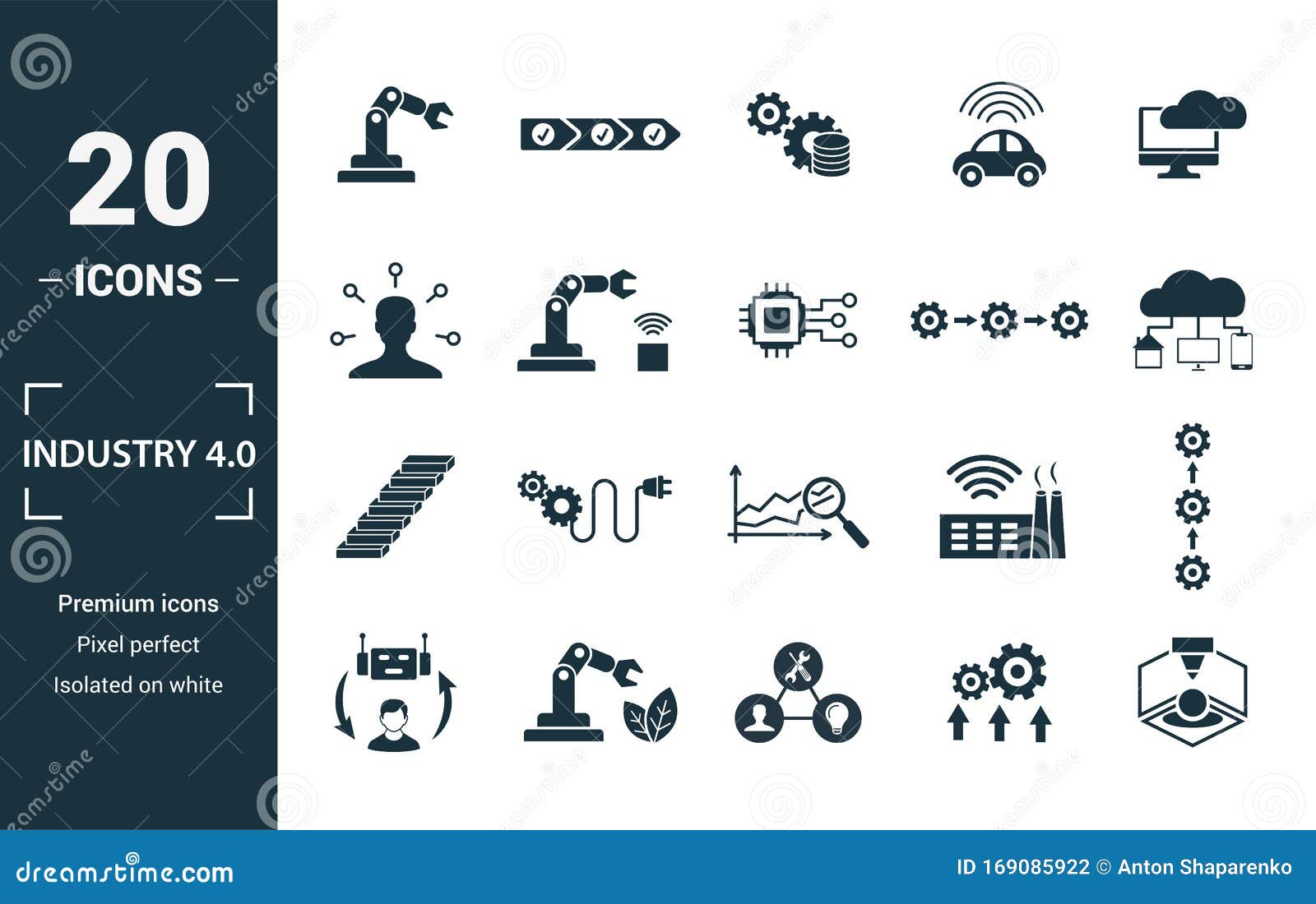 Industry 4.0 icon set stock illustration. Illustration of plug - 169085922