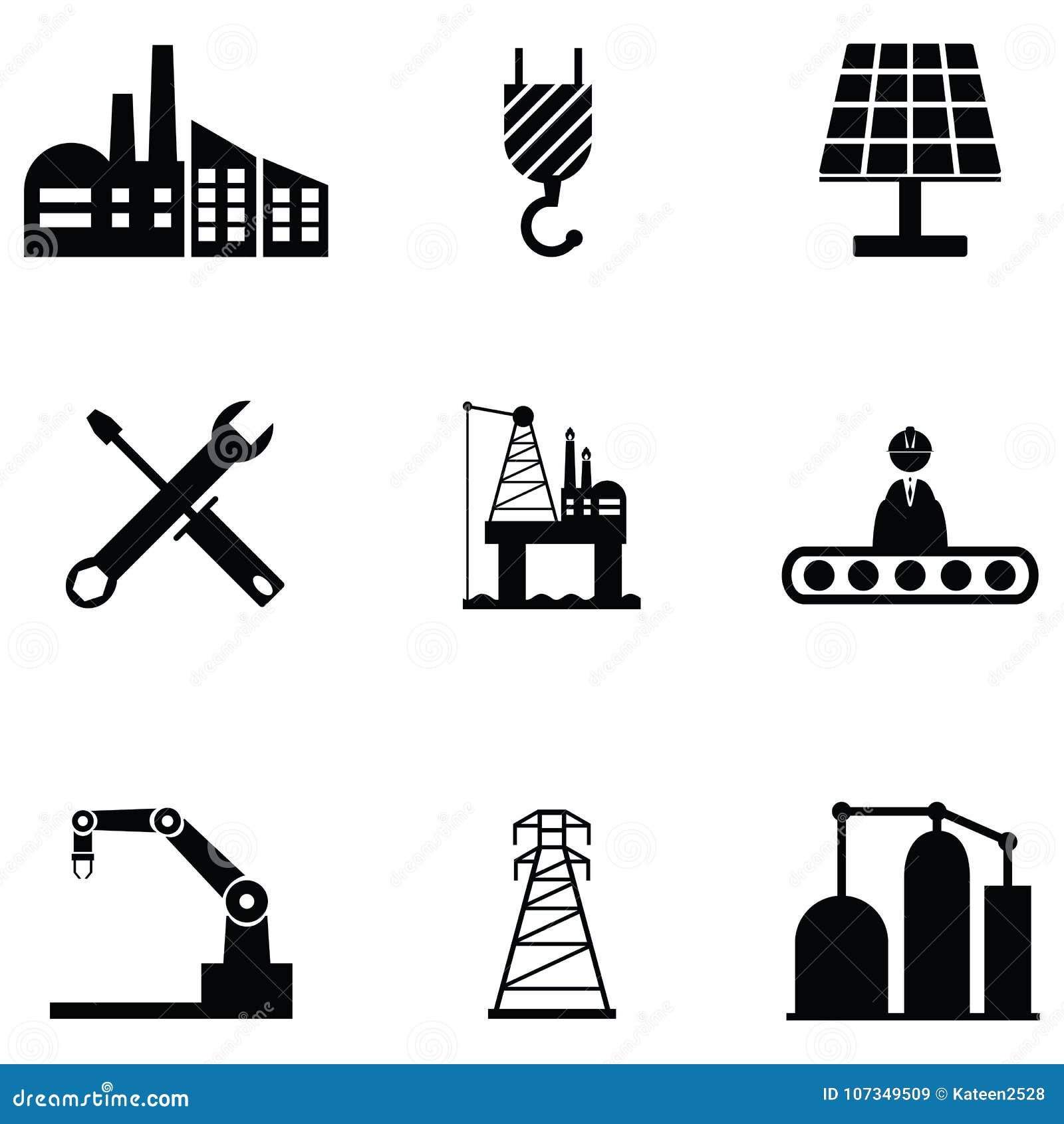 Industry icon set stock vector. Illustration of environment - 107349509