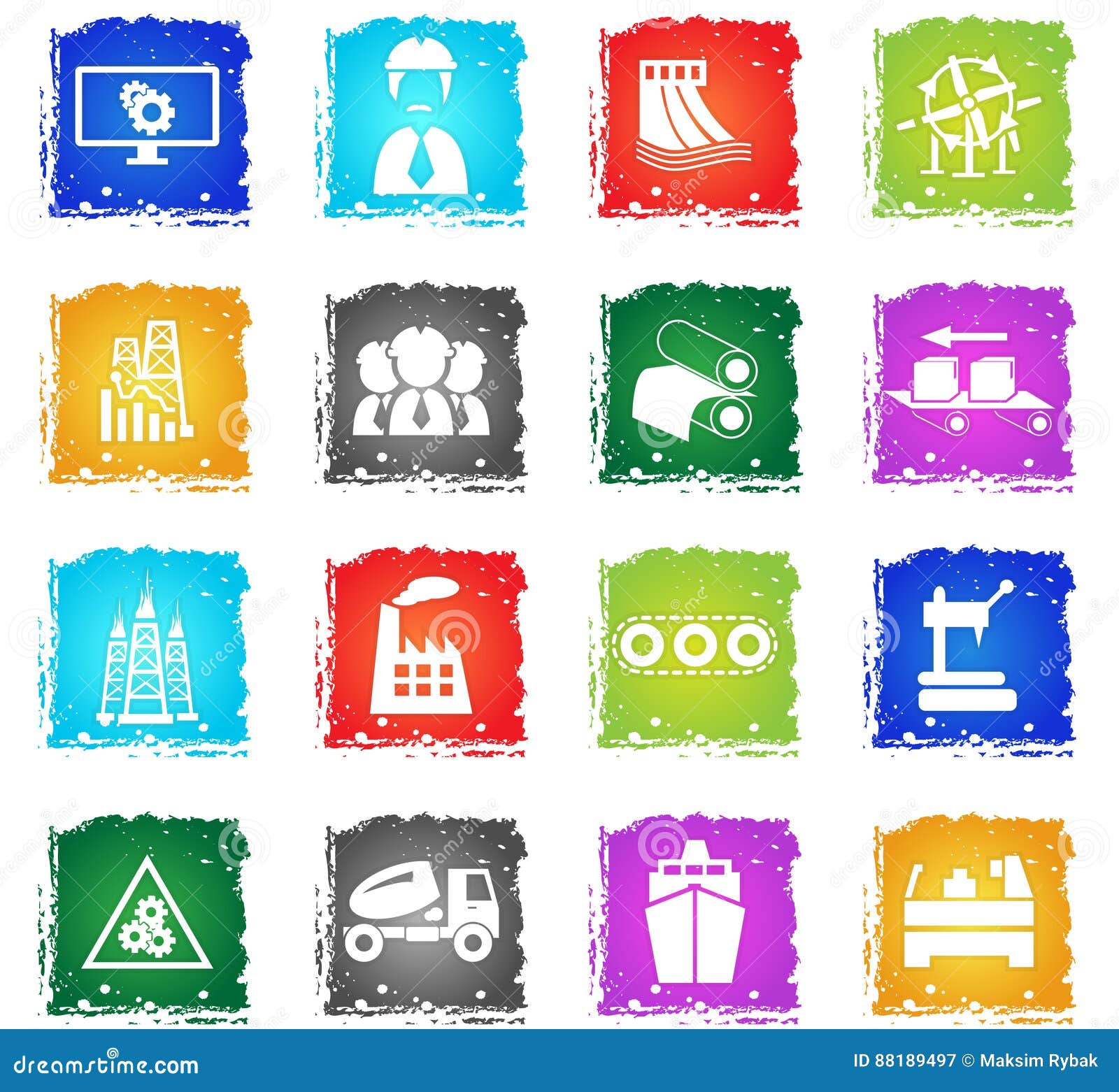 Industry icon set stock vector. Illustration of press - 88189497